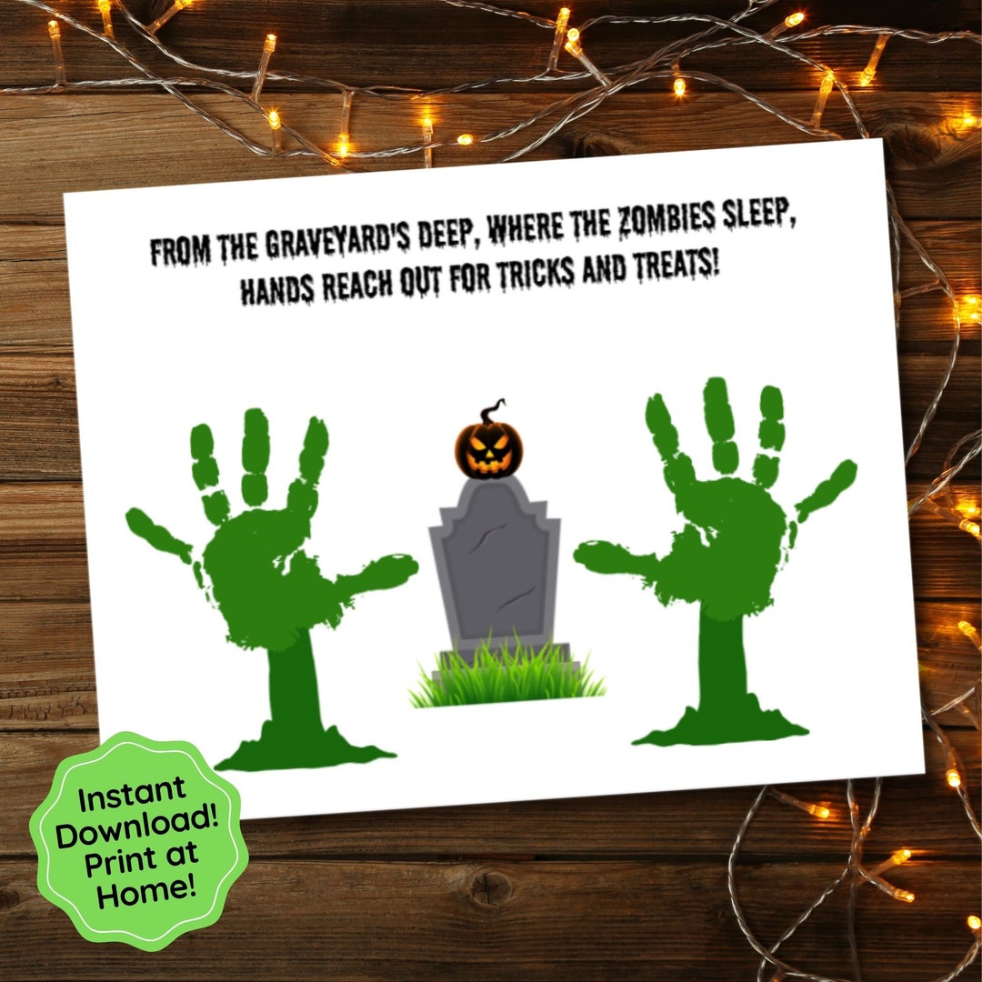 Halloween Handprint Craft for Kids, Zombie Craft, Toddler Activity ...