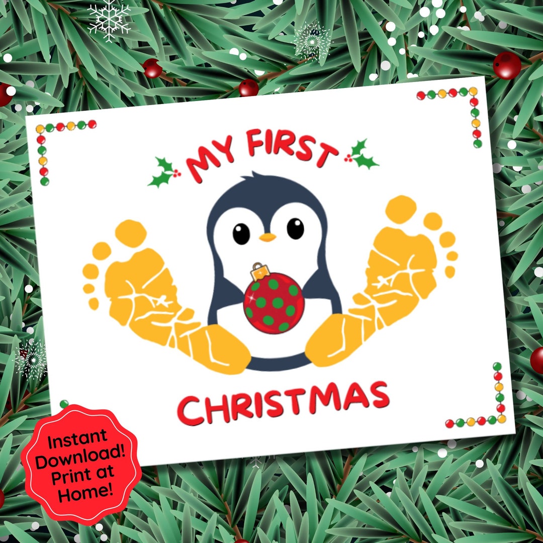 Baby's First Christmas Footprint Art Craft, Baby Keepsake Handprint ...