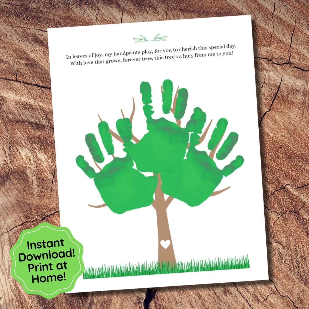 Handprint Art Tree Craft, Fathers Day Gift, Mothers Day Gift, Kids ...