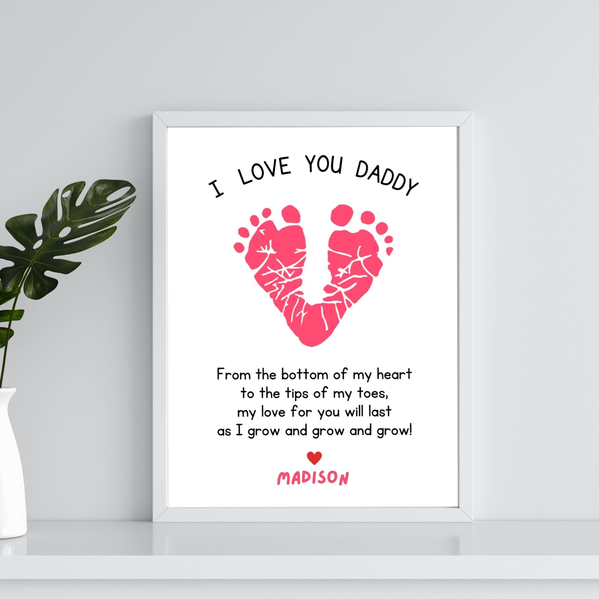Footprint Art Craft for Dad, Fathers Day Gift From Kids, Valentine ...