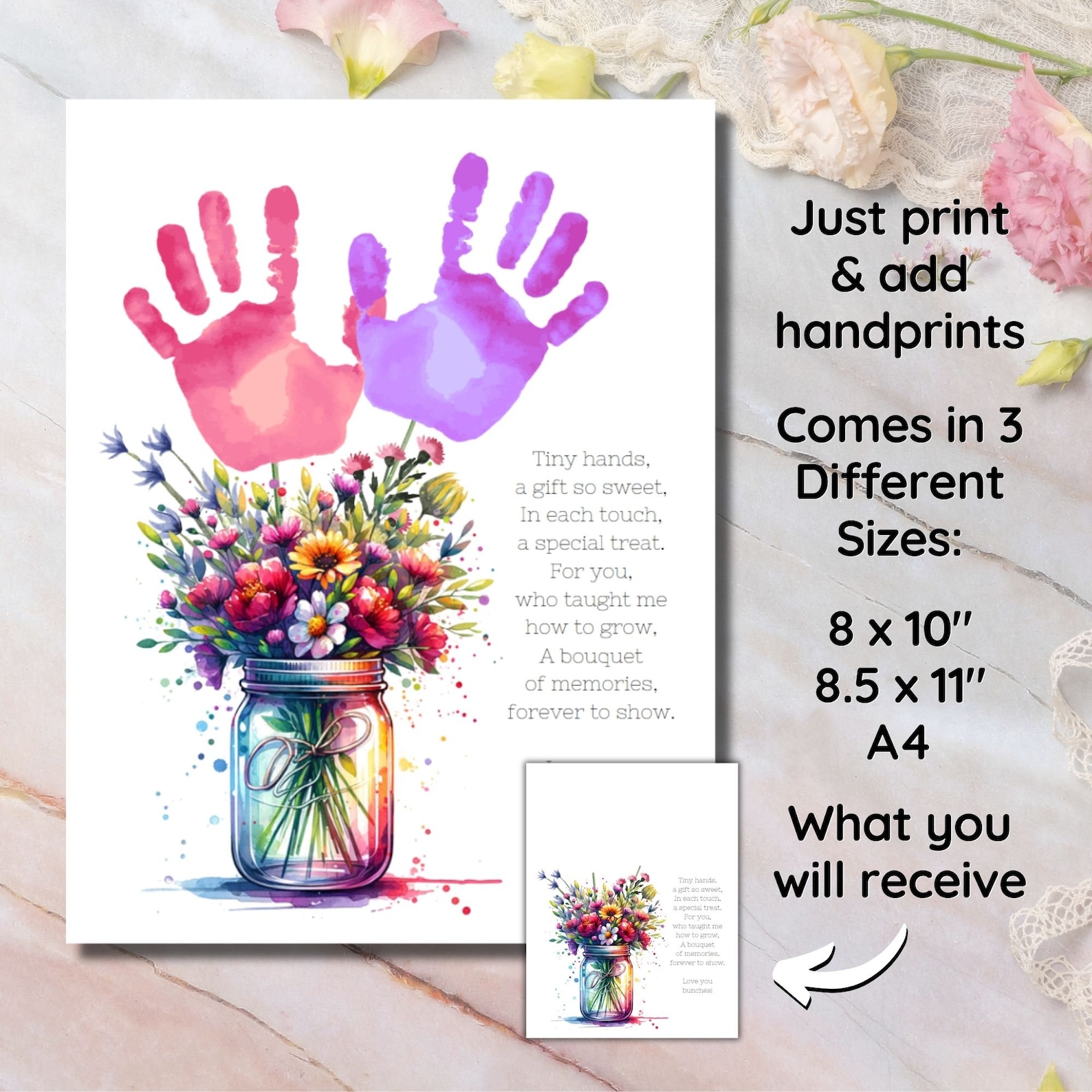 Mothers Day Handprint Art, Handprint Bouquet, Handprint Flowers Toddler ...