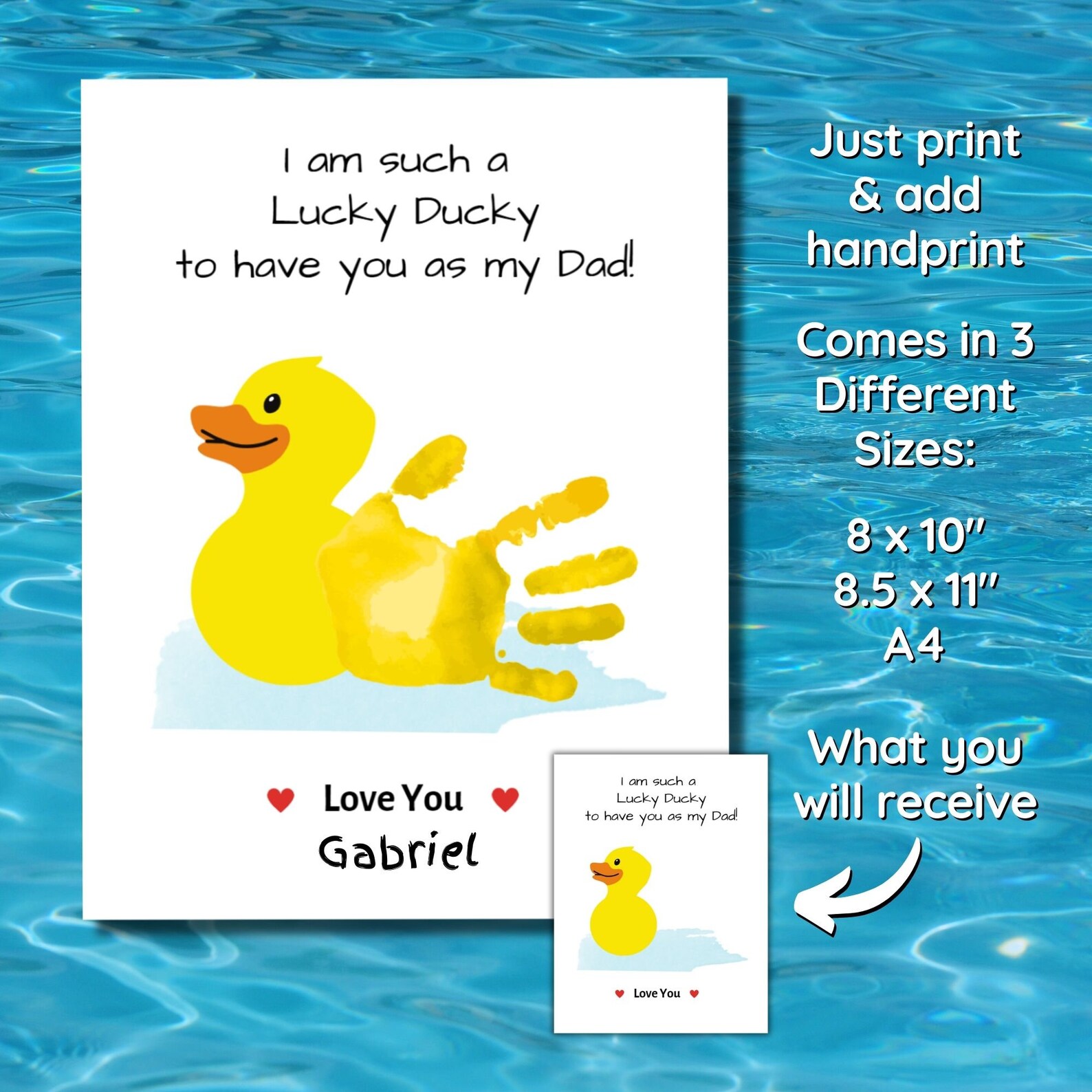 Lucky Duck Handprint Art, Fathers Day Gift From Kids, Valentine Craft ...