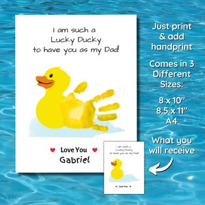 Lucky Duck Handprint Art, Fathers Day Gift From Kids, Valentine Craft ...
