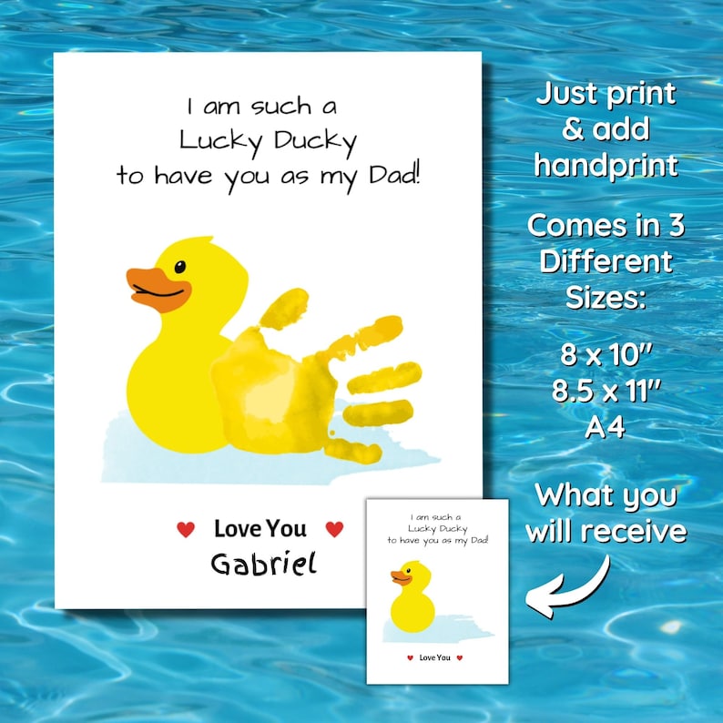 Lucky Duck Handprint Art, Fathers Day Gift From Kids, Valentine Craft ...