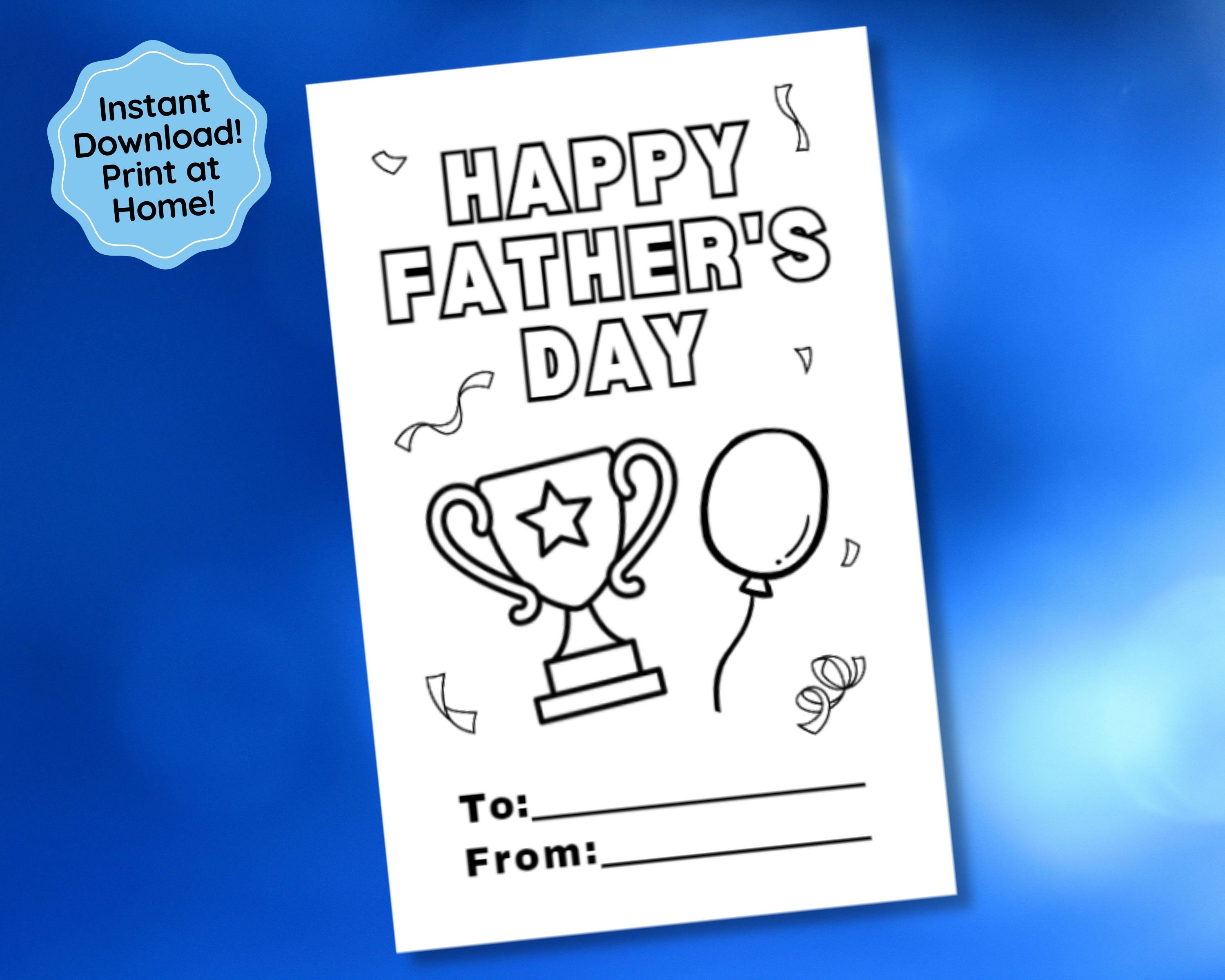 Fathers Day Coloring Card, All About My Dad, Color Your Own Card, Gift ...