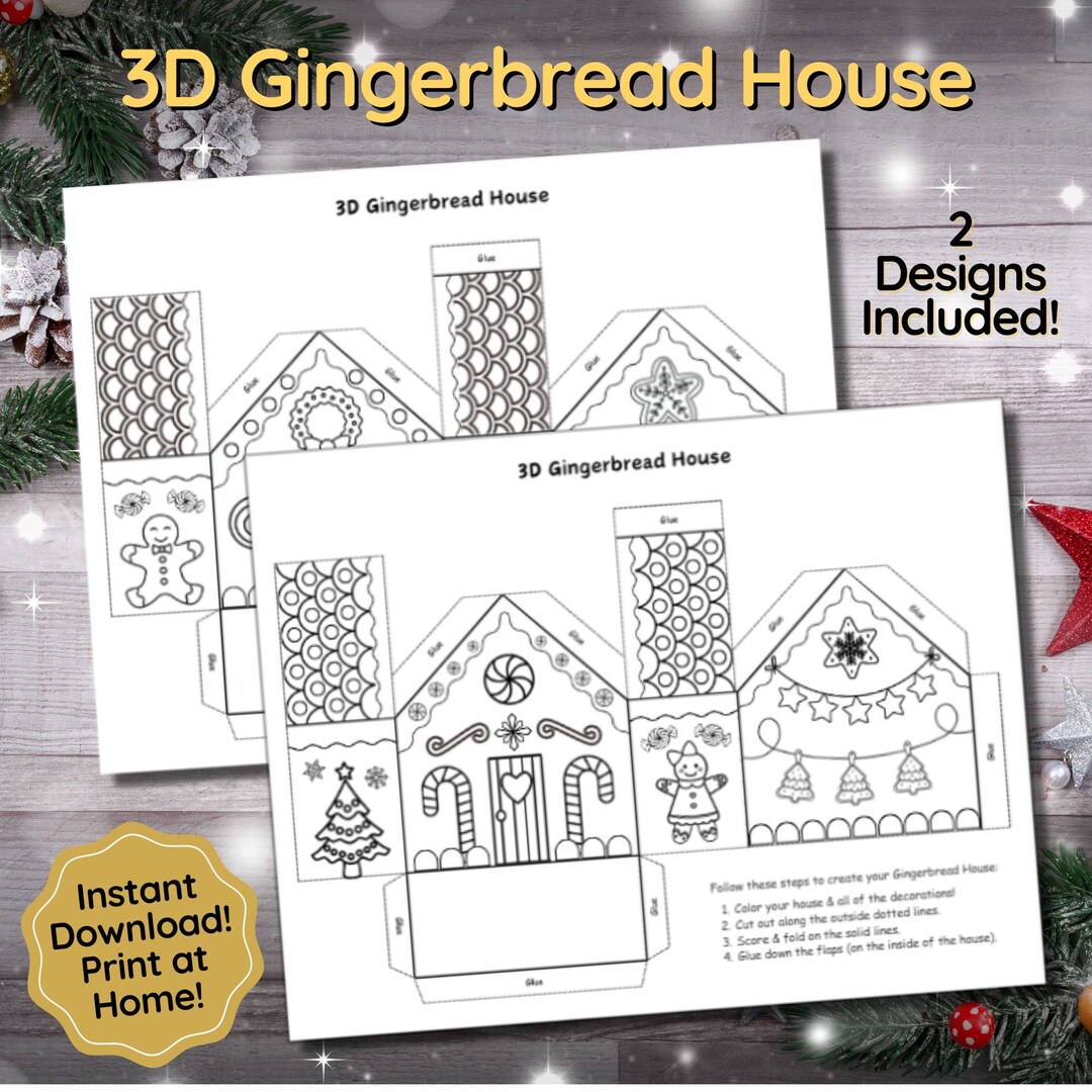 Gingerbread House Printable, Gingerbread Man Christmas House, Paper ...