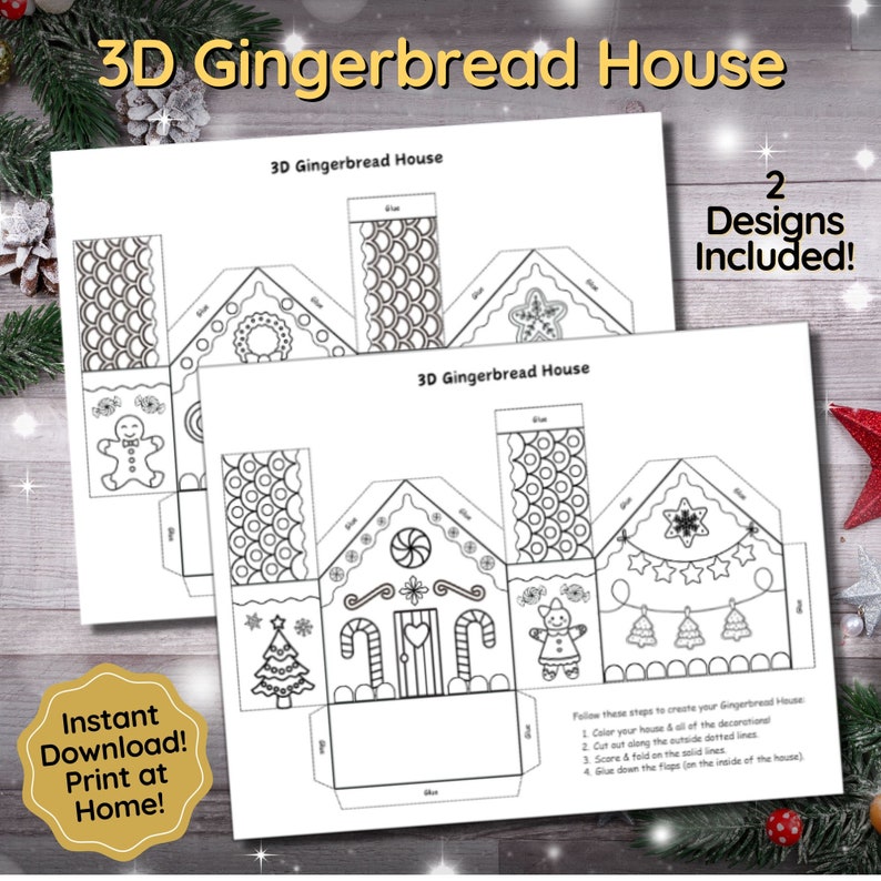 Gingerbread House Printable, Gingerbread Man Christmas House, Paper ...