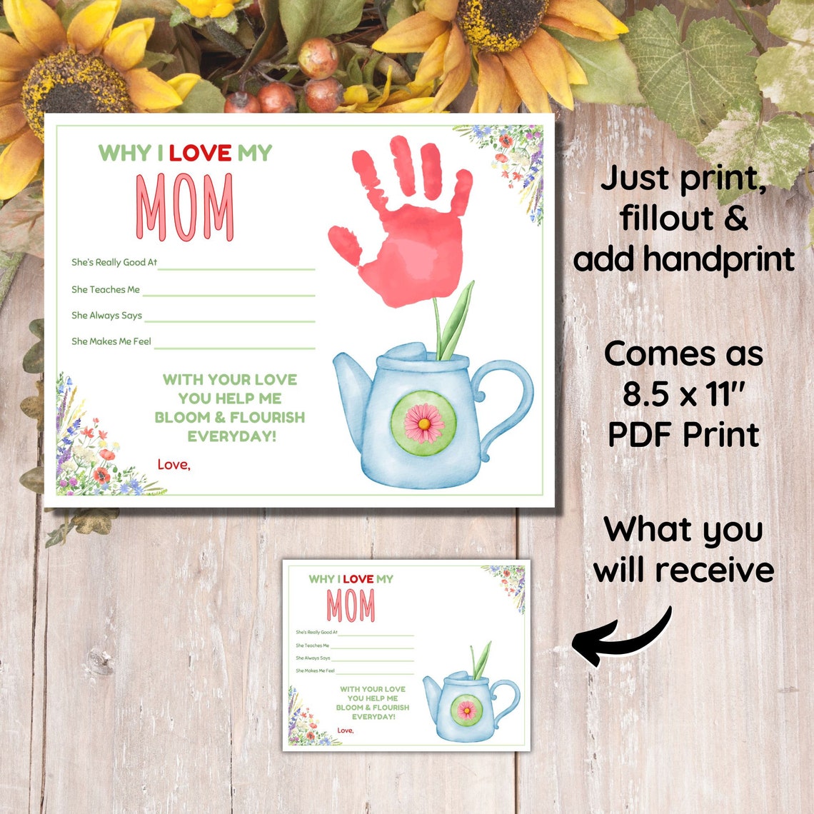 Mothers Day Craft Handprint Art, Why I Love Mom Handprint Craft ...
