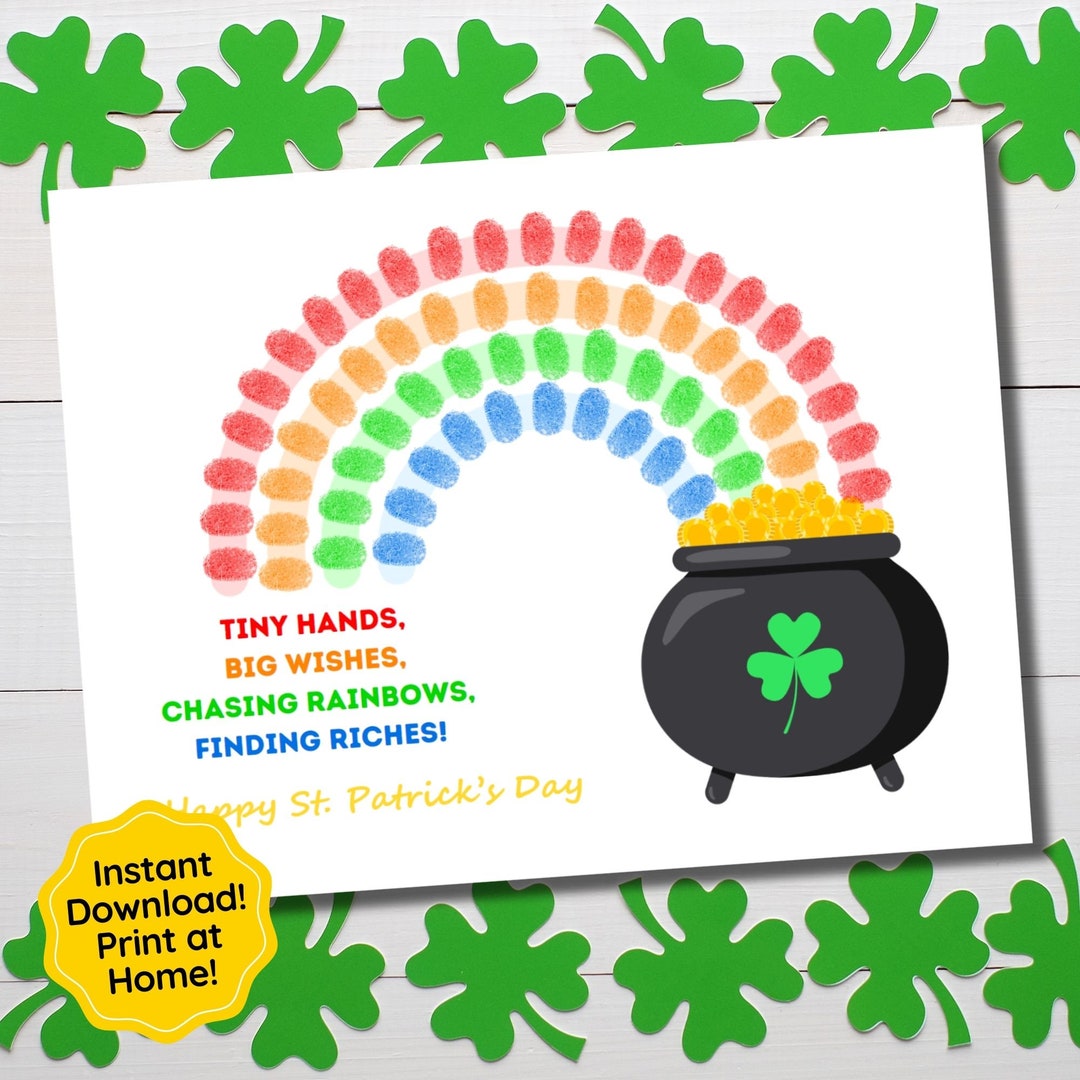 St Patricks Day Fingerprint Craft for Toddlers, Handprint Art Daycare ...