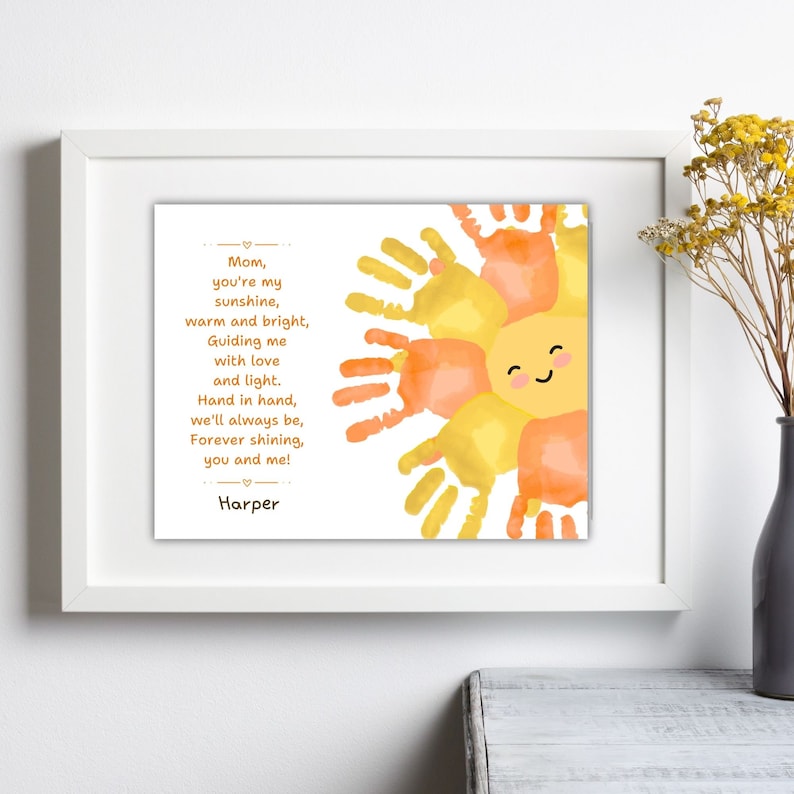 Sunshine Handprint Craft Art for Mom, Mothers Day Craft for Toddler ...