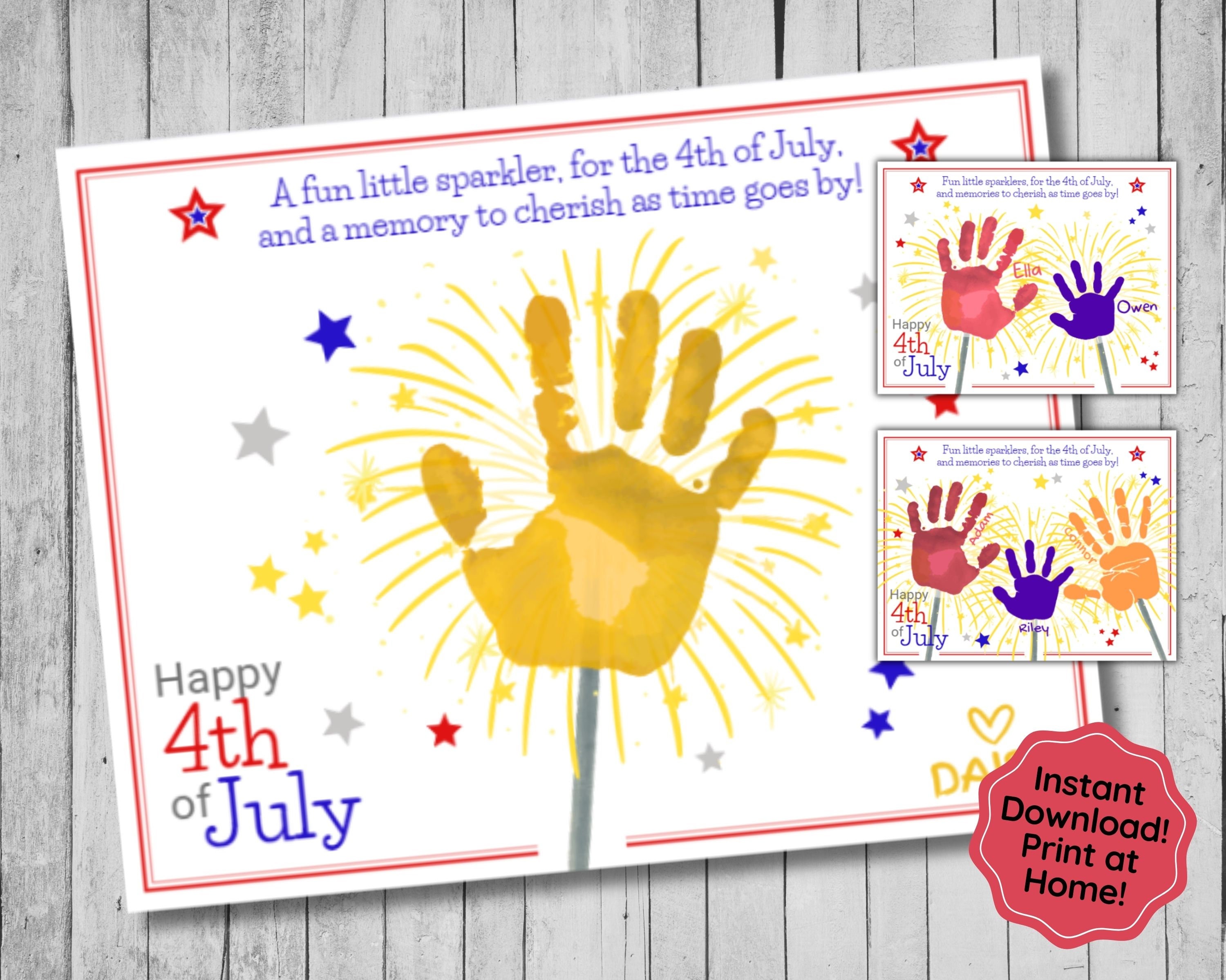 4th of July Handprint Craft, Fourth of July Sparkler Handprint Art ...