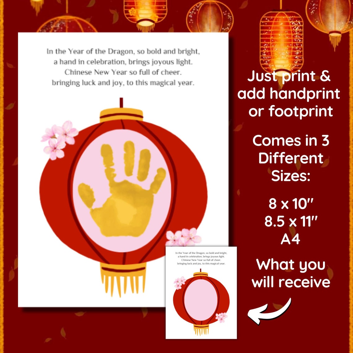 Chinese New Year Lantern Handprint Art, Preschool Craft, Toddler Craft ...