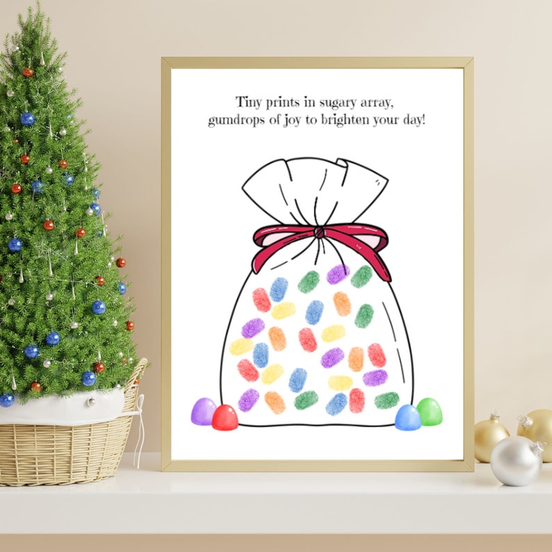 Christmas Fingerprint Art, Holiday Candy Craft, Preschool Activity ...