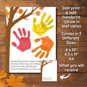 Falling Leaves Handprint Art, Preschool Crafts, Thanksgiving Crafts ...