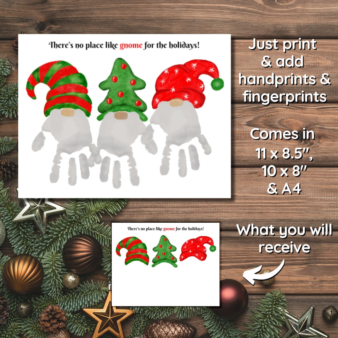 Christmas Handprint Art, Christmas Gnomes Craft, Kids Holiday Handprint ...