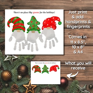 Christmas Handprint Art, Christmas Gnomes Craft, Kids Holiday Handprint ...