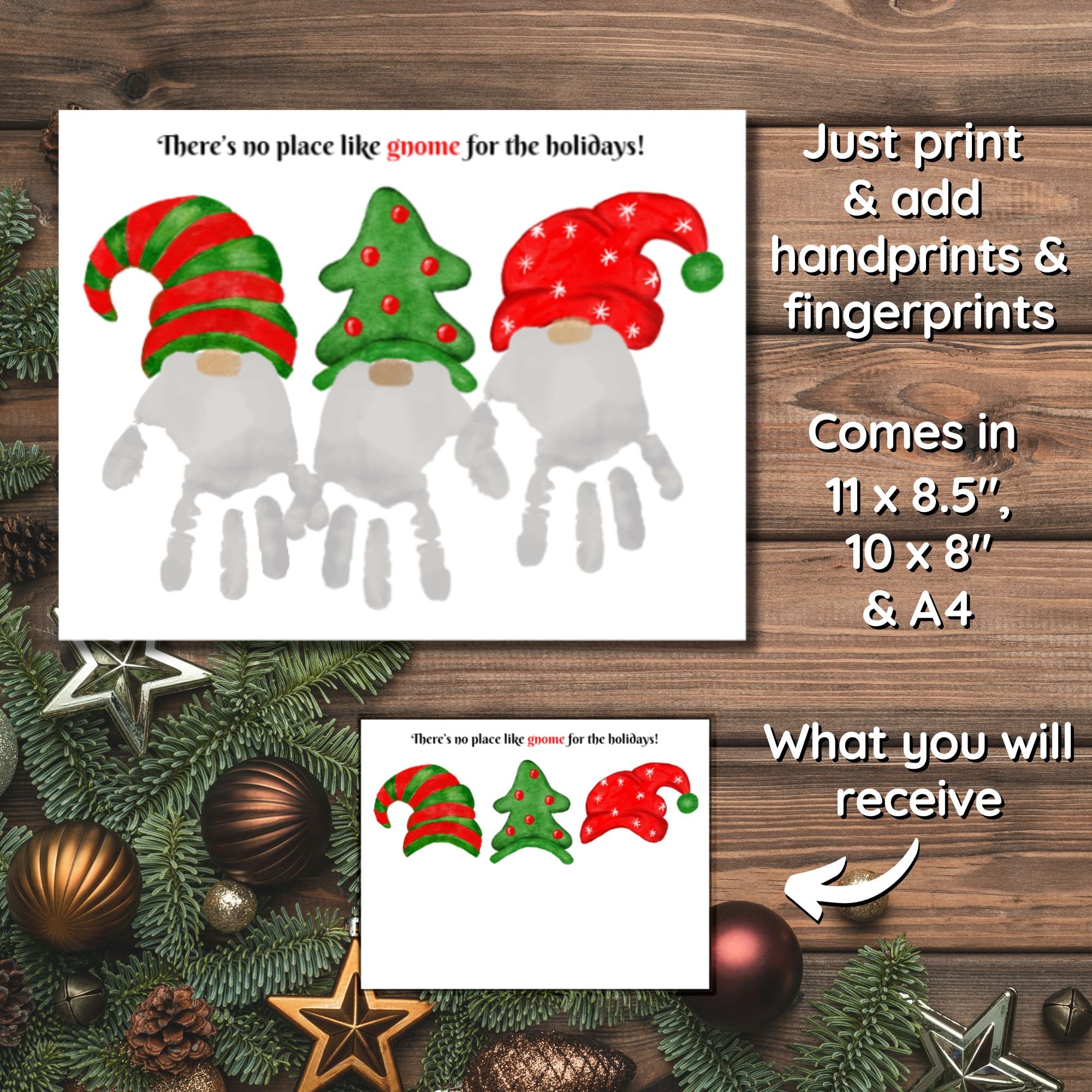 Christmas Handprint Art, Christmas Gnomes Craft, Kids Holiday Handprint ...