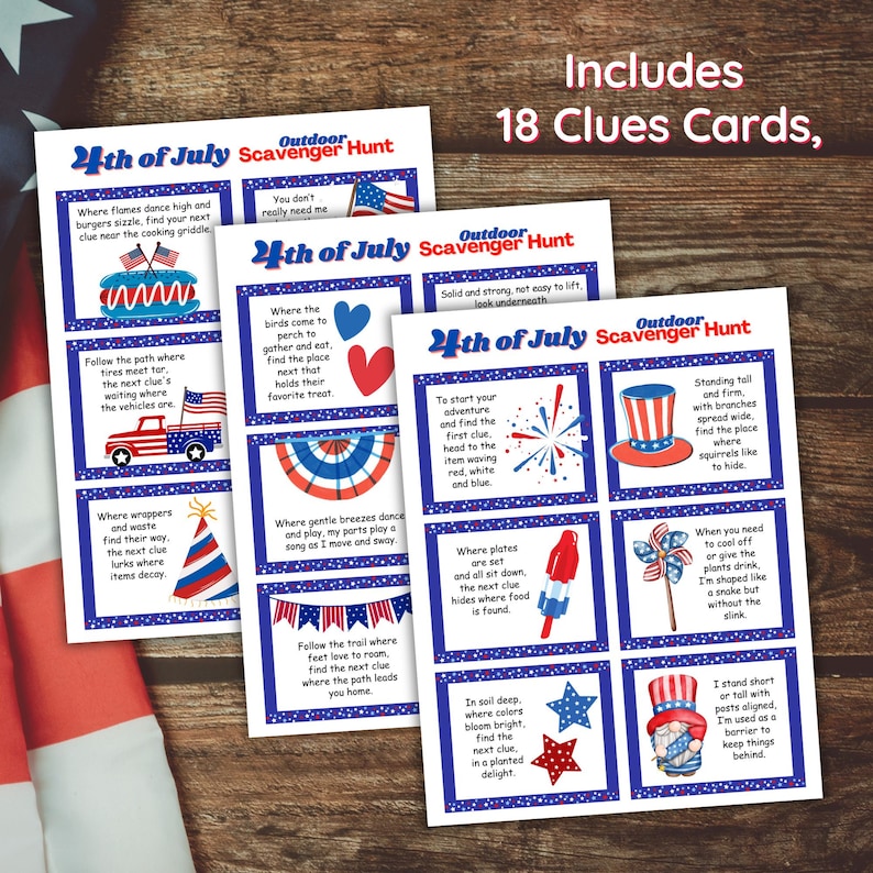 4th of July Outdoor Scavenger Hunt for Kids, Fourth of July Treasure ...