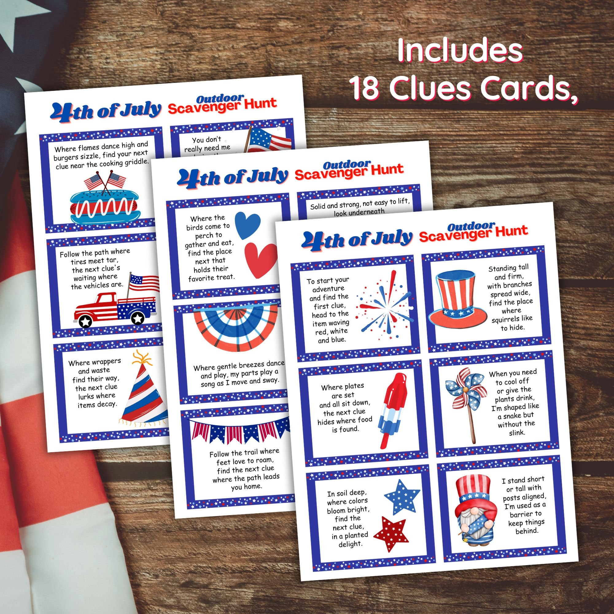 4th of July Outdoor Scavenger Hunt for Kids, Fourth of July Treasure ...