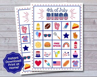 Fourth of July Bingo Game, Printable Bingo Game, July 4th Bingo ...
