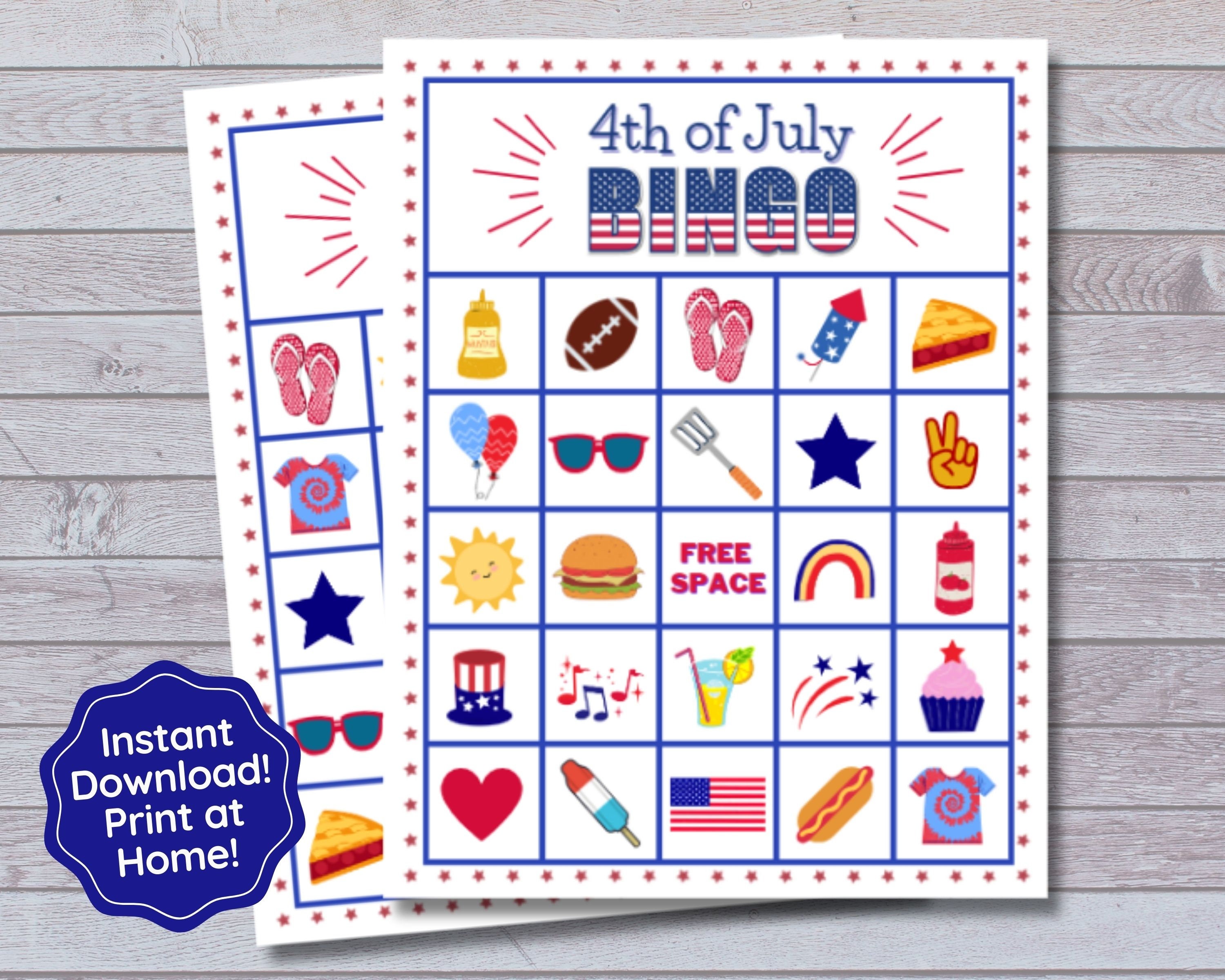 4th of July Printable Bingo, Fourth of July Bingo, July 4th Printable ...