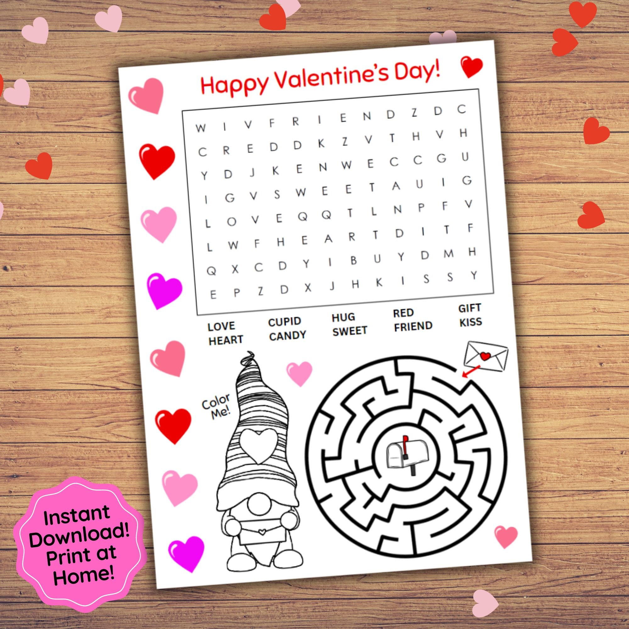 Valentines Day Cards for Kids Printable, Classroom Valentines Treat ...