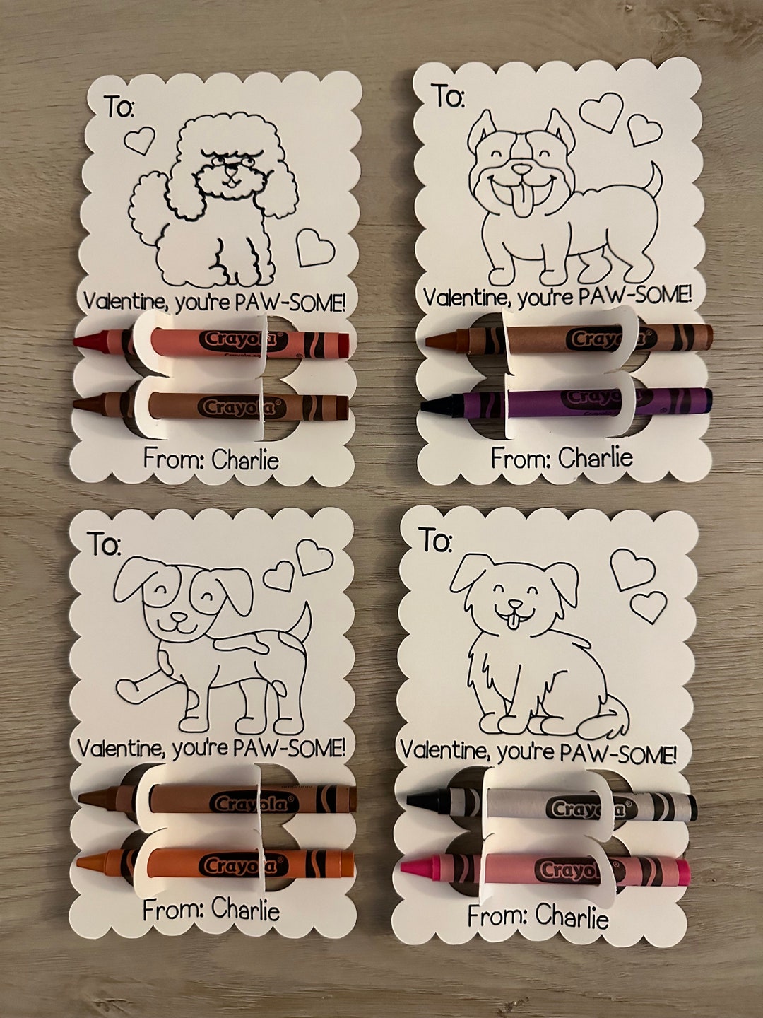 Dog PAWSOME Valentine Coloring Cards - Etsy