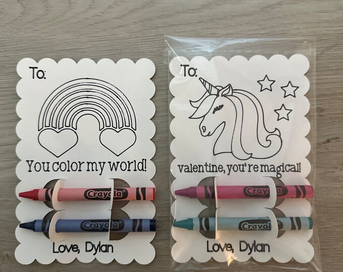 Rainbow Unicorn Valentines Printable DIY Instant Download Crayon Holder ...