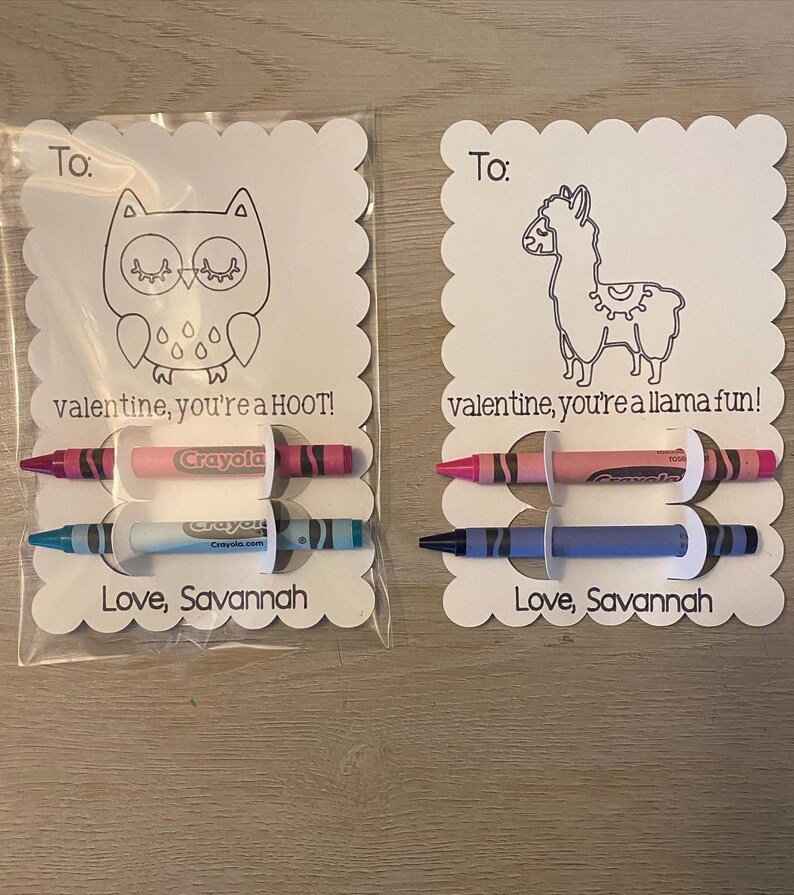 Animal Valentine Coloring Cards - Etsy