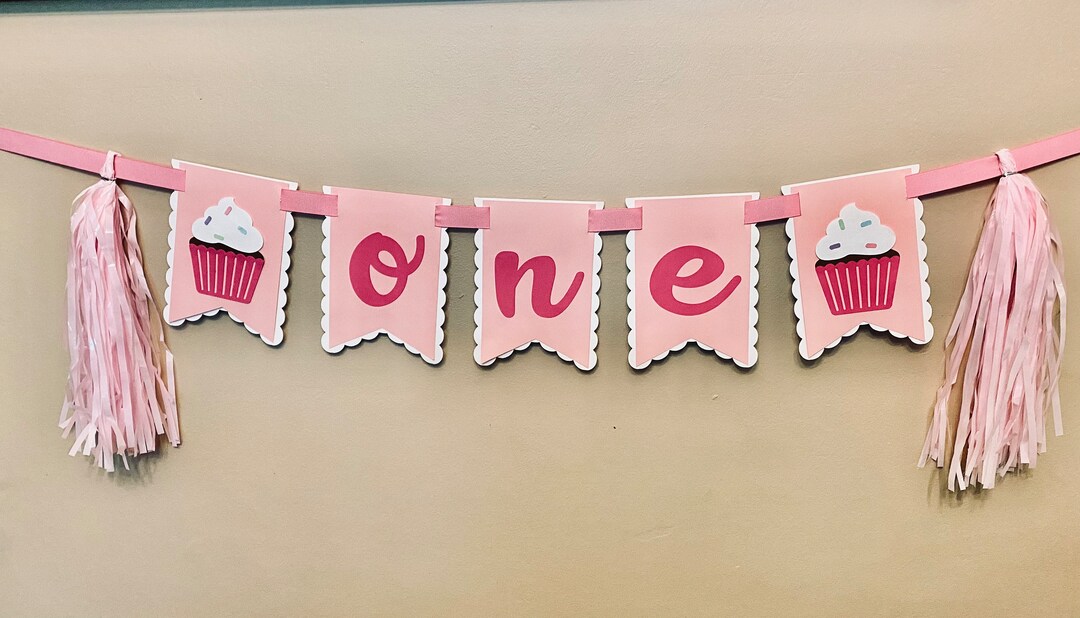 Cupcake Birthday Banner Set - Etsy