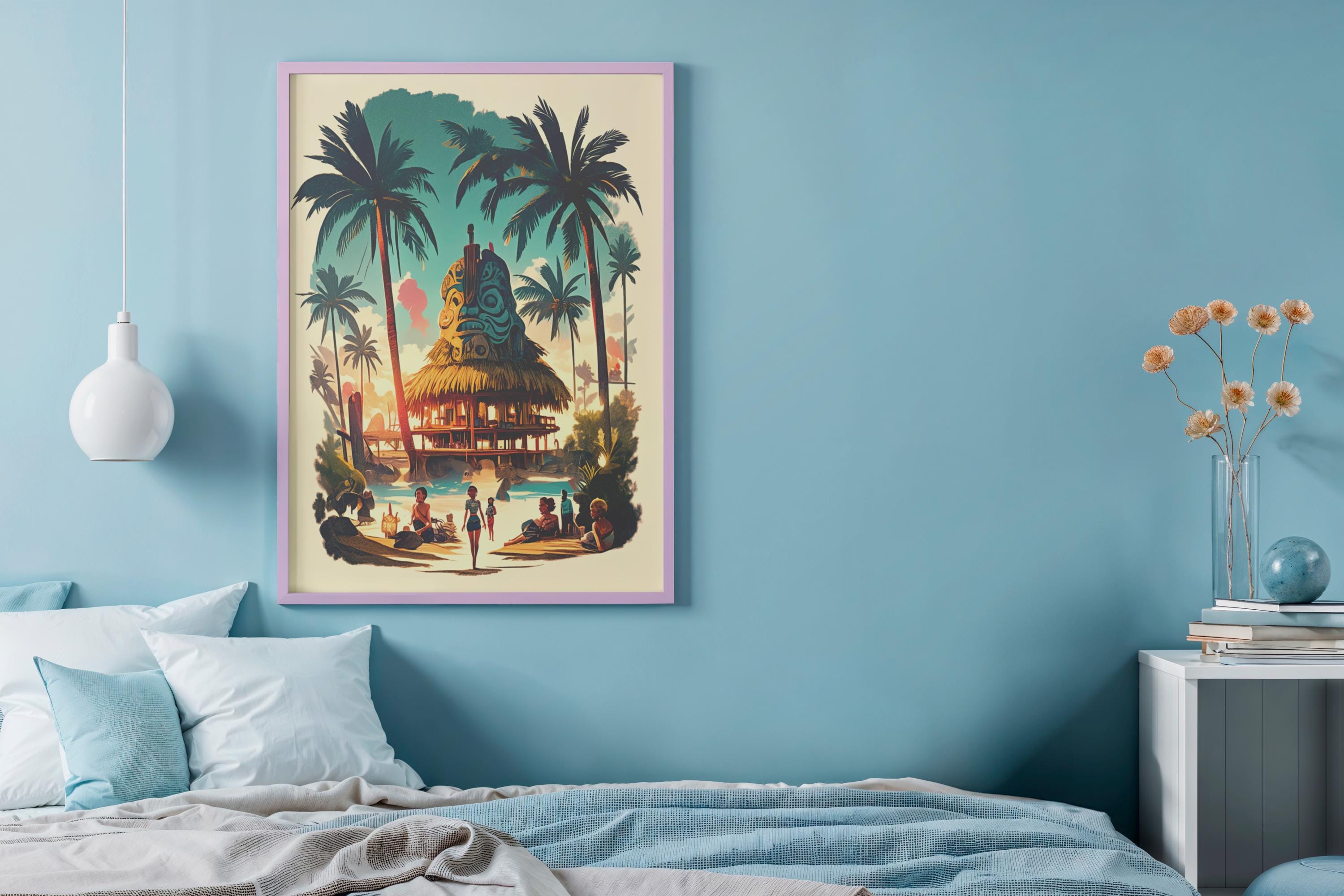 Beach Wall Art Print Retro Tropical Decor Digital Download Coastal ...