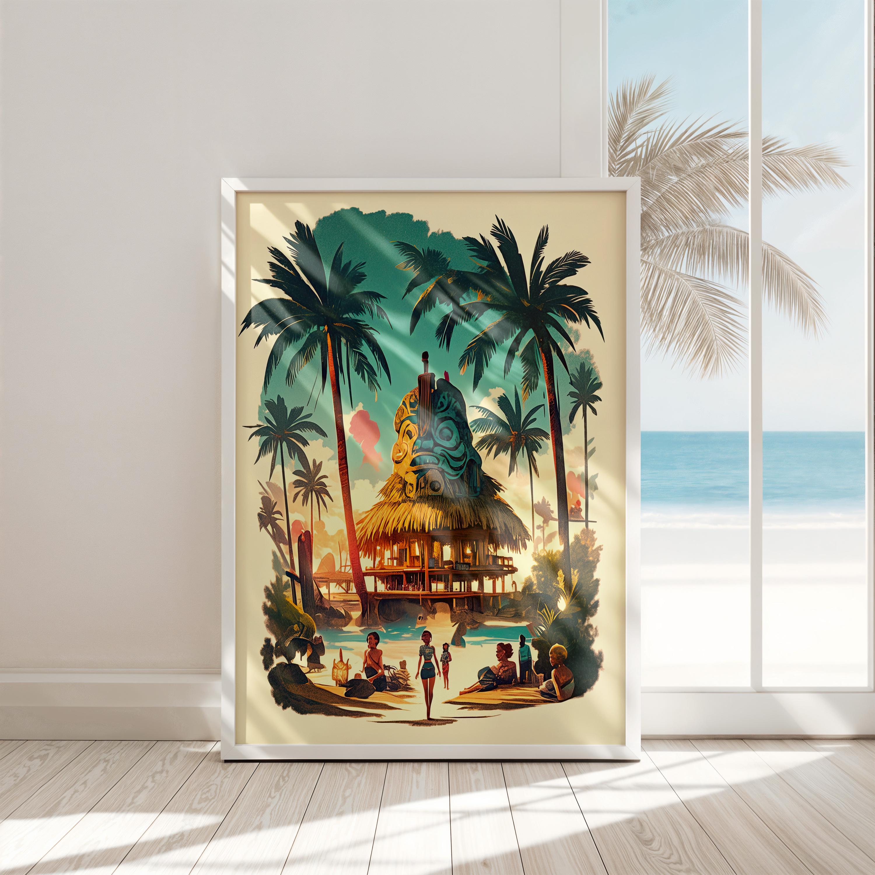 Beach Wall Art Print Retro Tropical Decor Digital Download Coastal ...