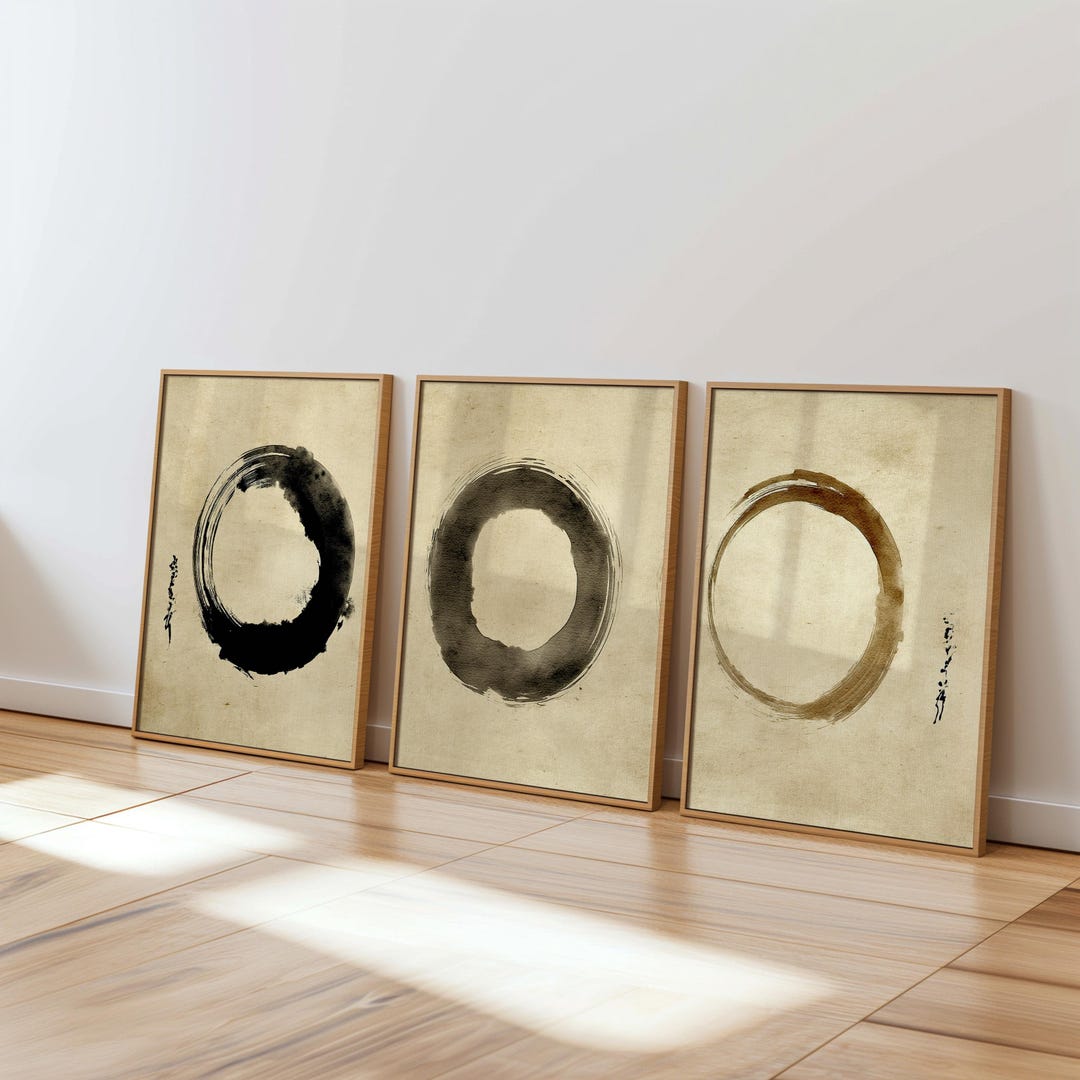 Zen Wall Art Triptych Printable Enso Set Minimalist Japanese Decor ...