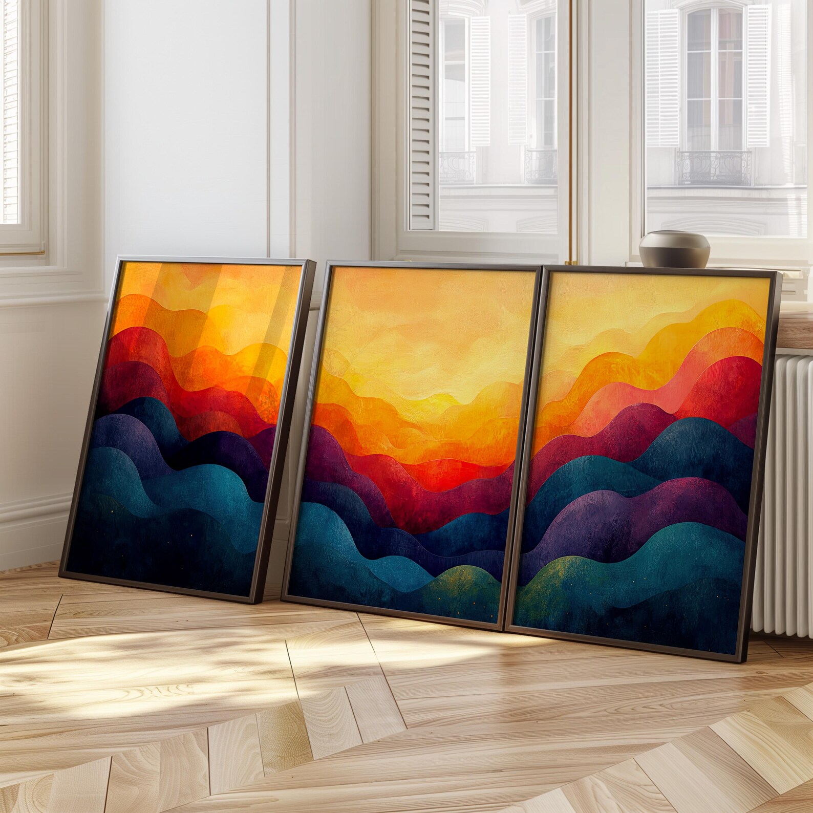 Sunset Triptych Wall Art Digital Download Set of 3 Abstract Landscape ...