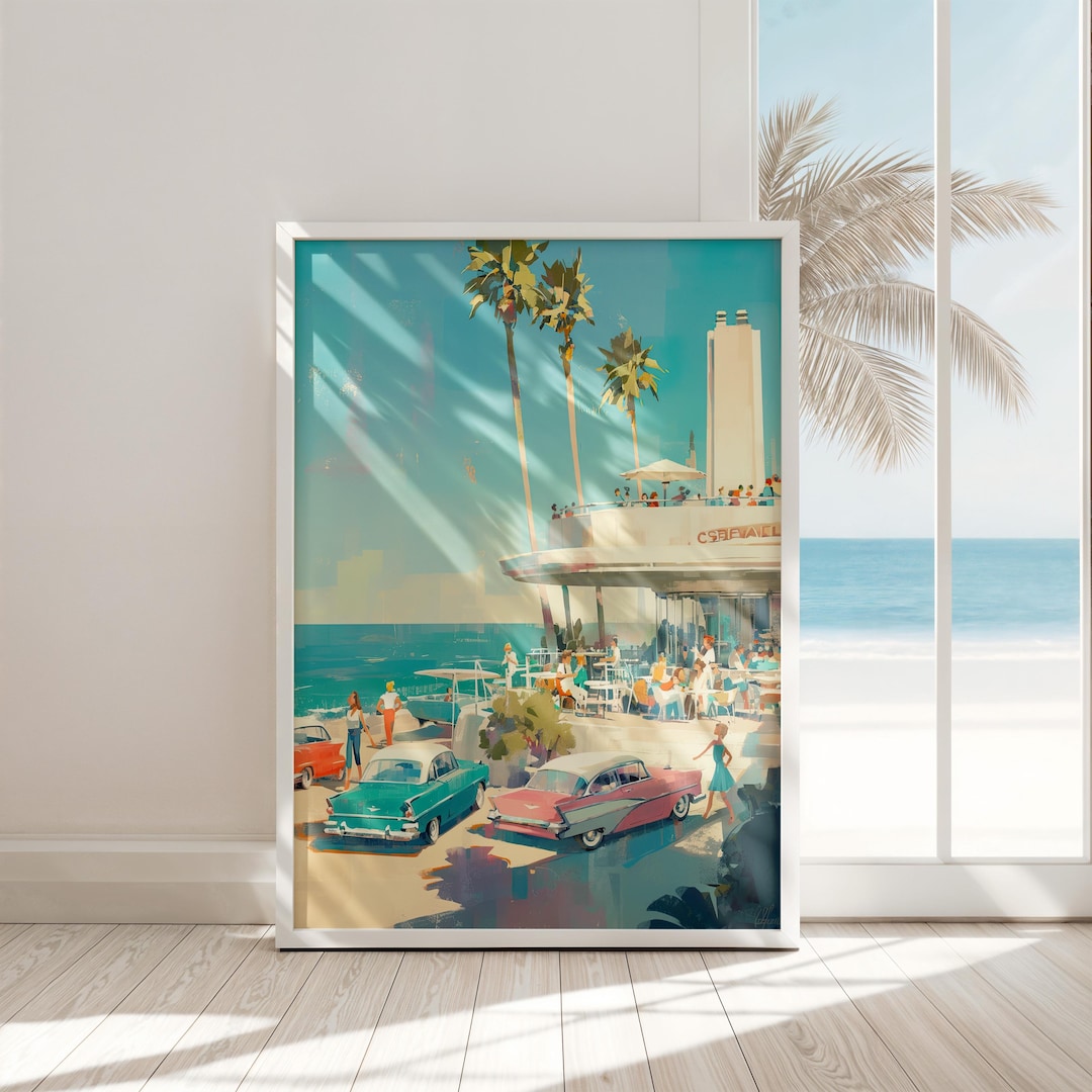 Retro Beach Wall Art Print Digital Download Vintage Coastal Decor ...