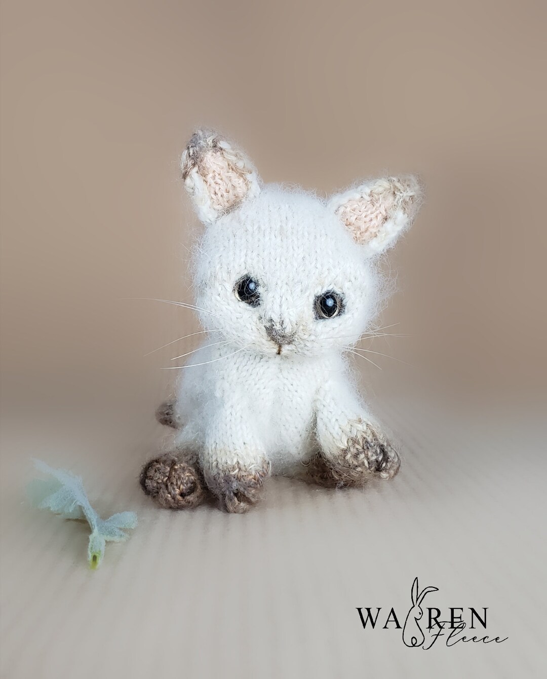 Realistic·• Knitted • Cute Fuzzy White Sable Ragdoll Kitten • Custom ...
