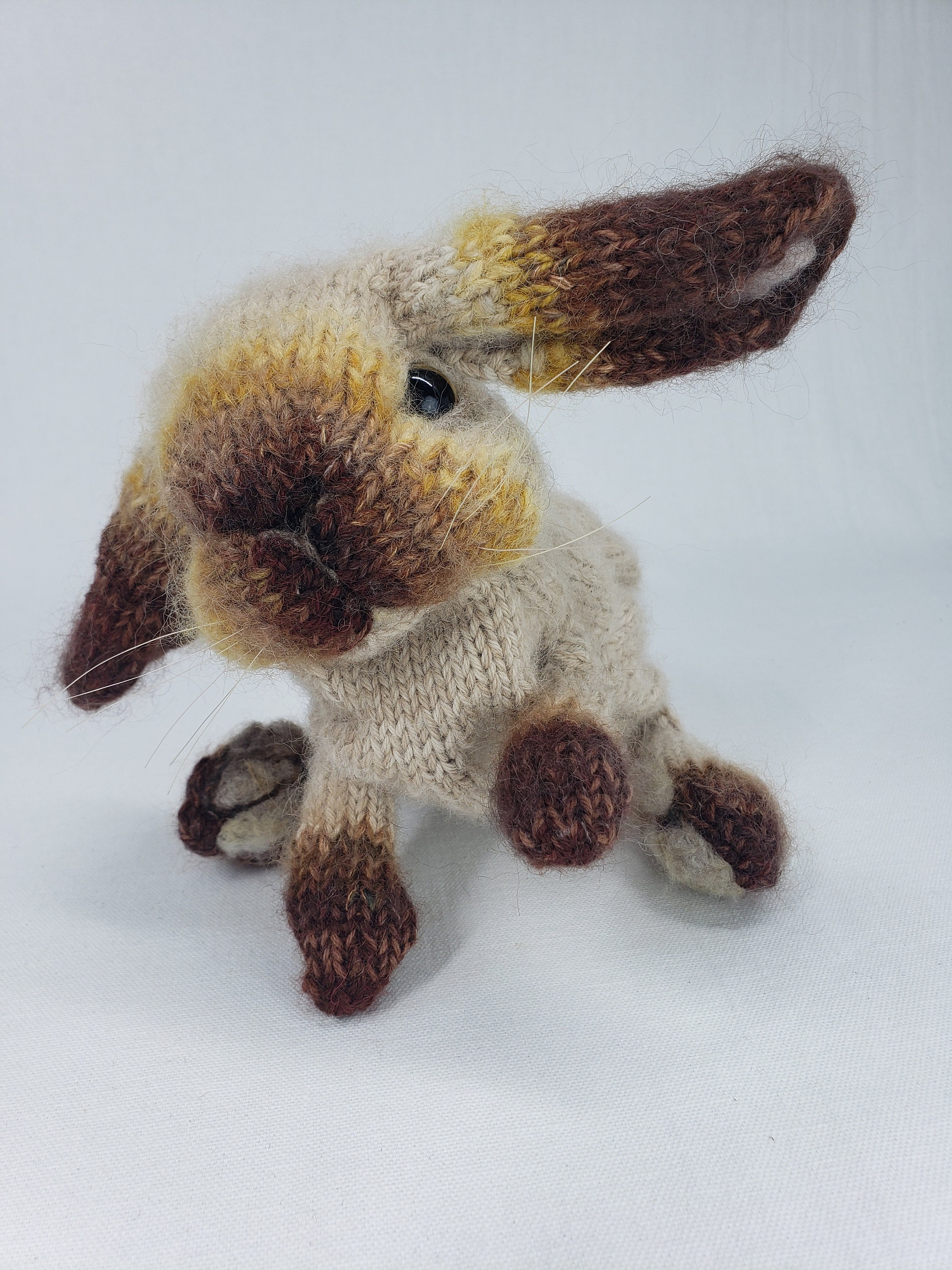 Realistic Knitted Poseable Plush Sable Point Lop Bunny Rabbit Custom ...
