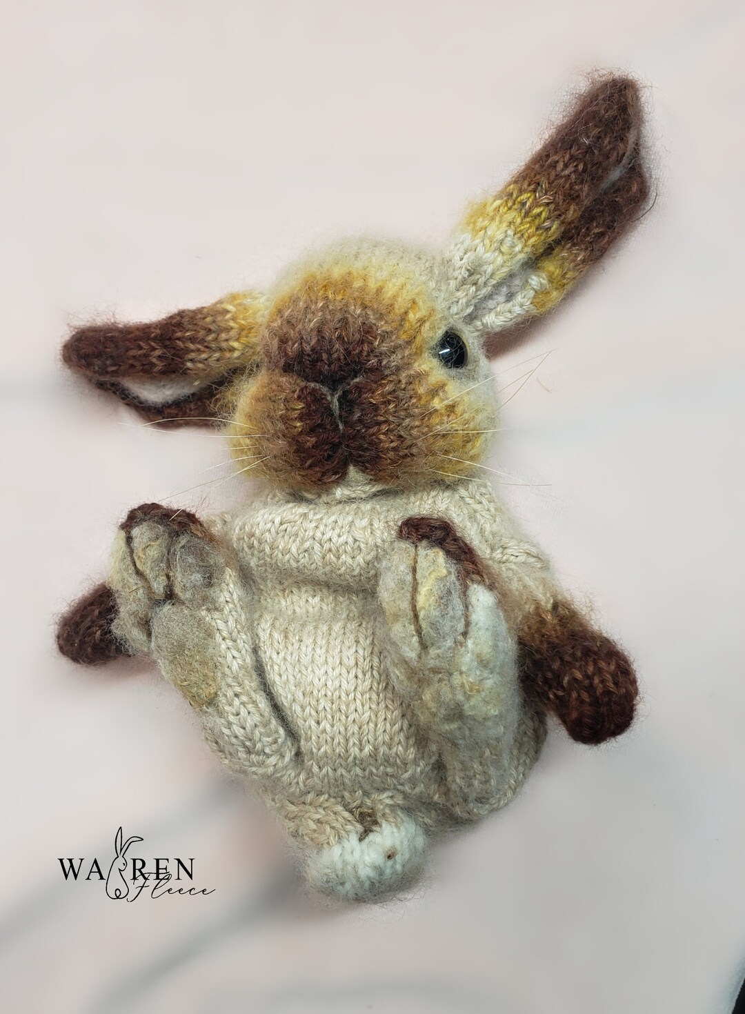 Realistic·• Knitted • Poseable Plush Sable Point Lop Bunny Rabbit ...