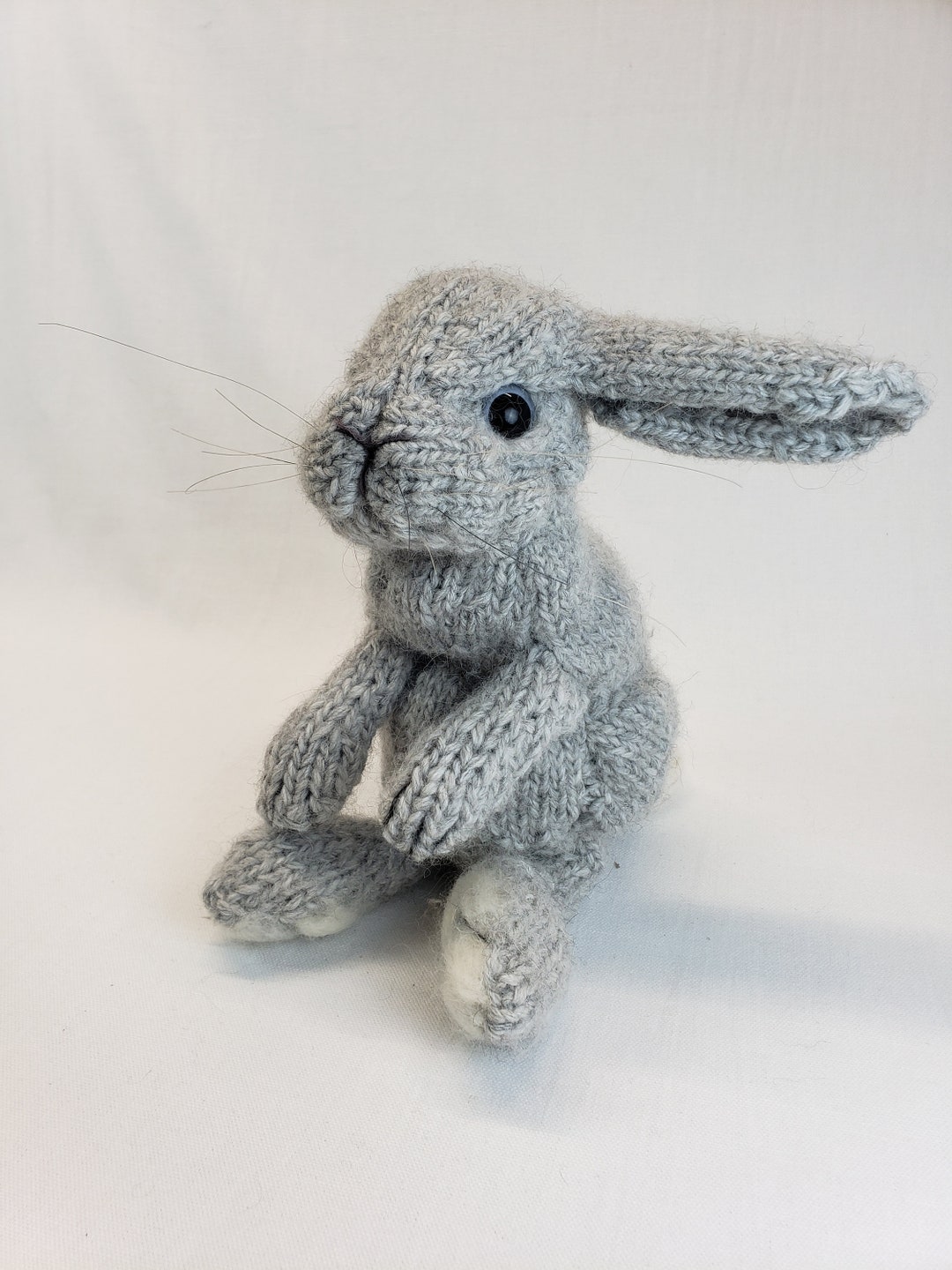 Realistic·• Knitted • Chubby Gray Holland Lop 100% Angora Fiber Bunny ...