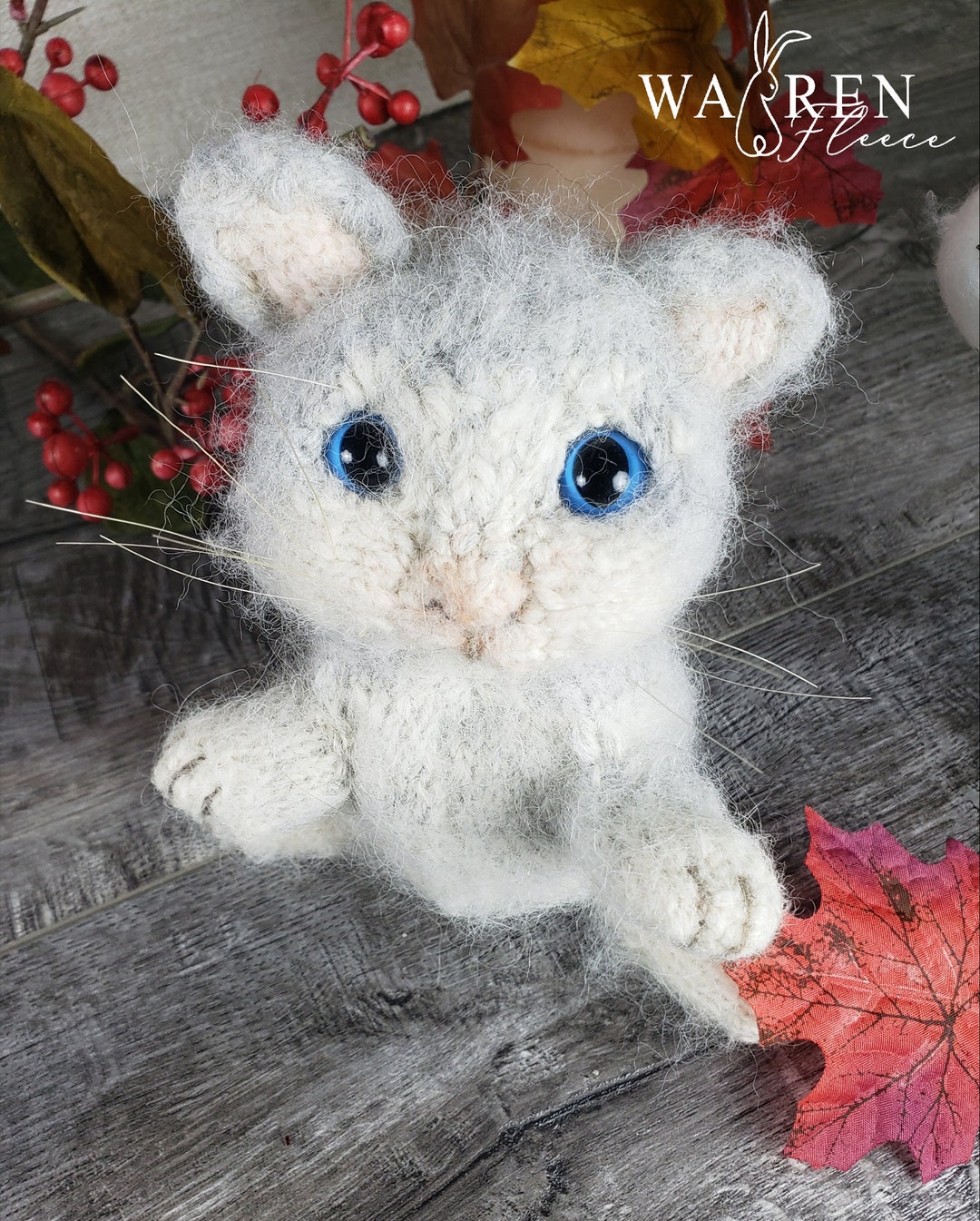 Realistic·• Knitted • Silver Gray Super Fuzzy Frosty Kitten Sable Point ...