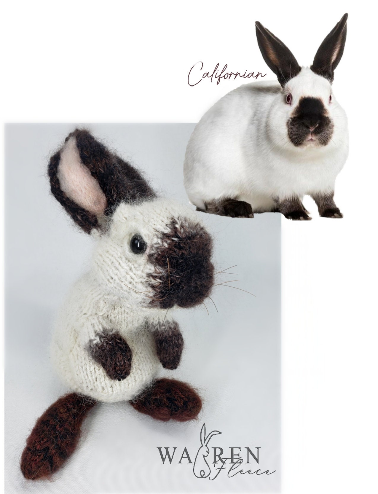 Bunny Rabbit • Knitted • Realistic·• Standard Californian Rex Satin ...