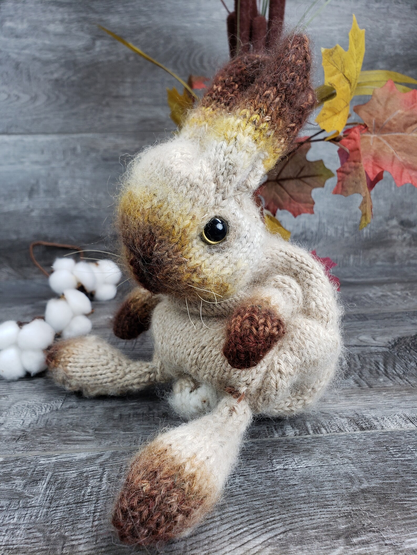 Realistic Knitted Poseable Plush Sable Point Lop Bunny Rabbit Custom ...