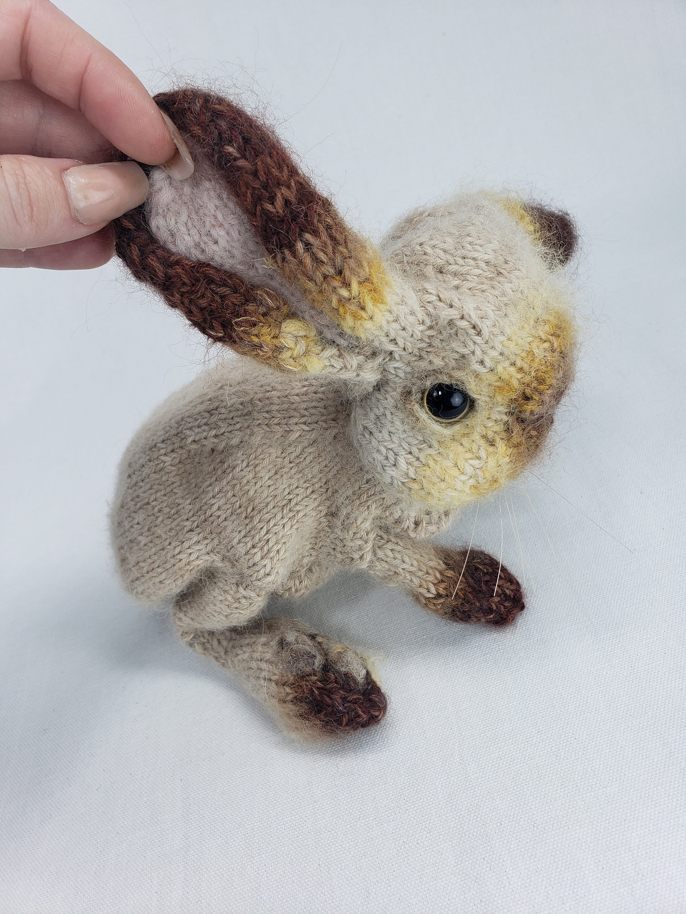 Realistic Knitted Poseable Plush Sable Point Lop Bunny Rabbit Custom ...