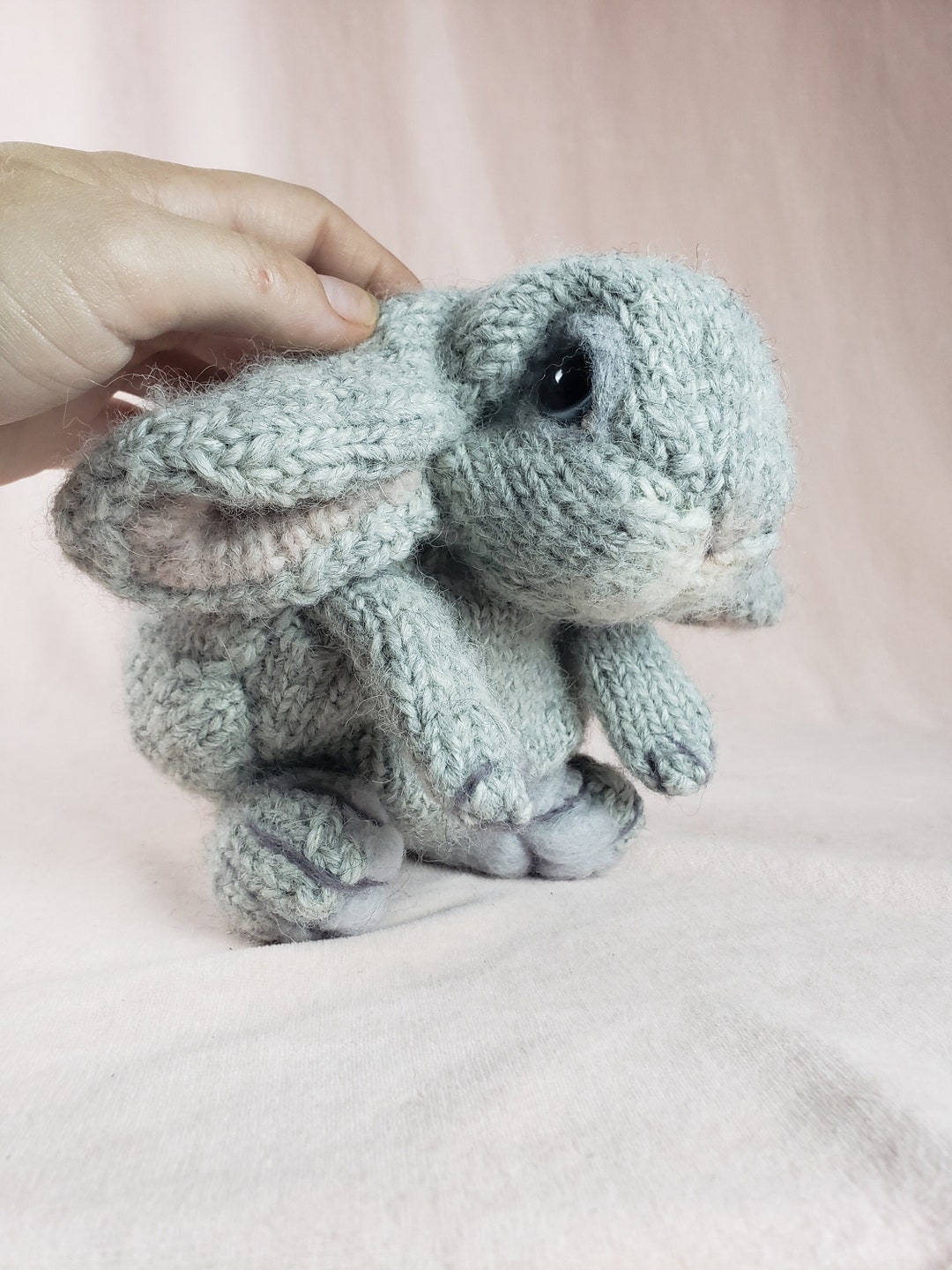 Bunny Rabbit • Knitted • Realistic • Chubby Gray Holland Lop 100% ...