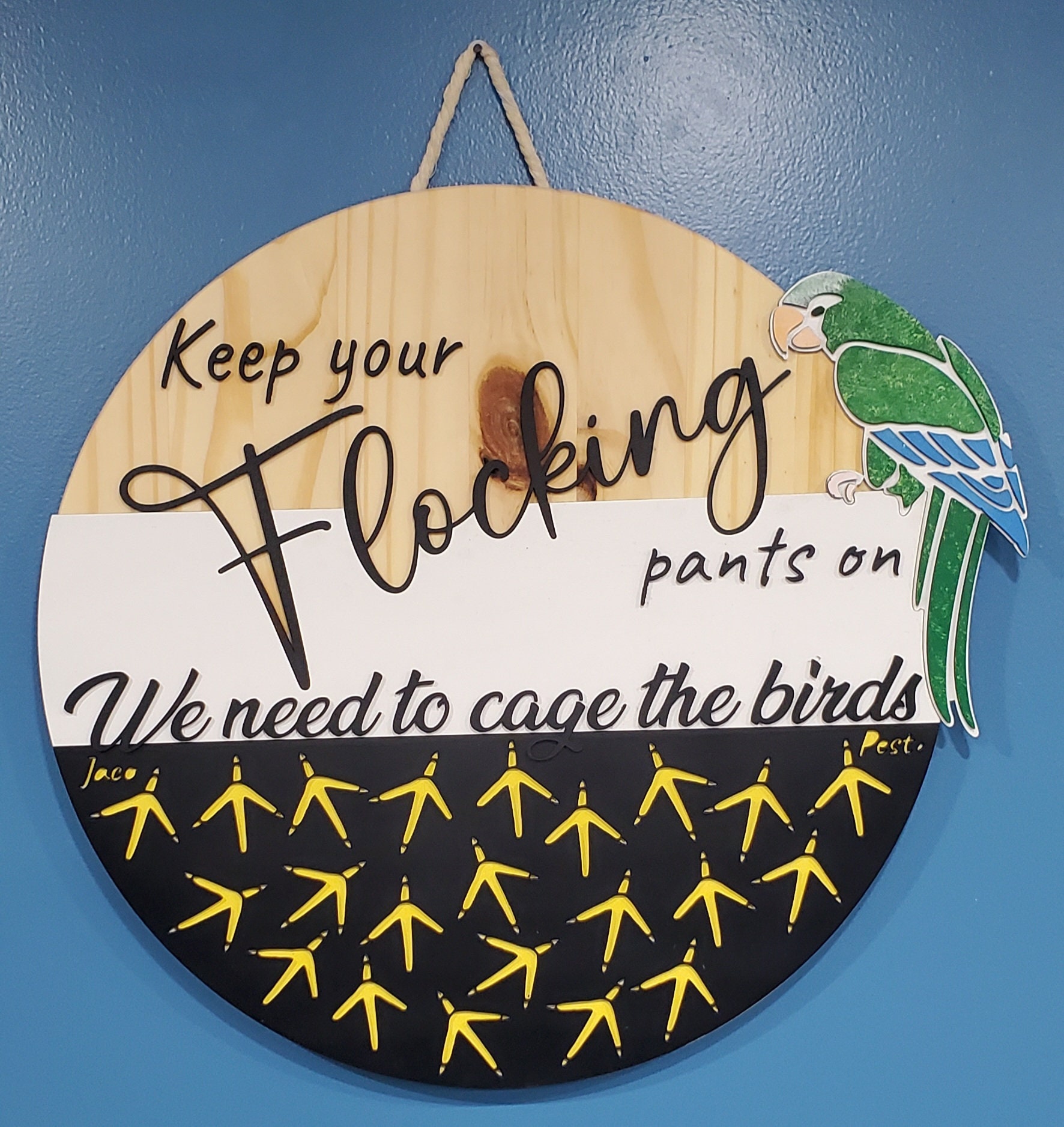 Porch Sign, Door Hanger, Parrot Theme, Welcome Sign, Customized, Birds ...
