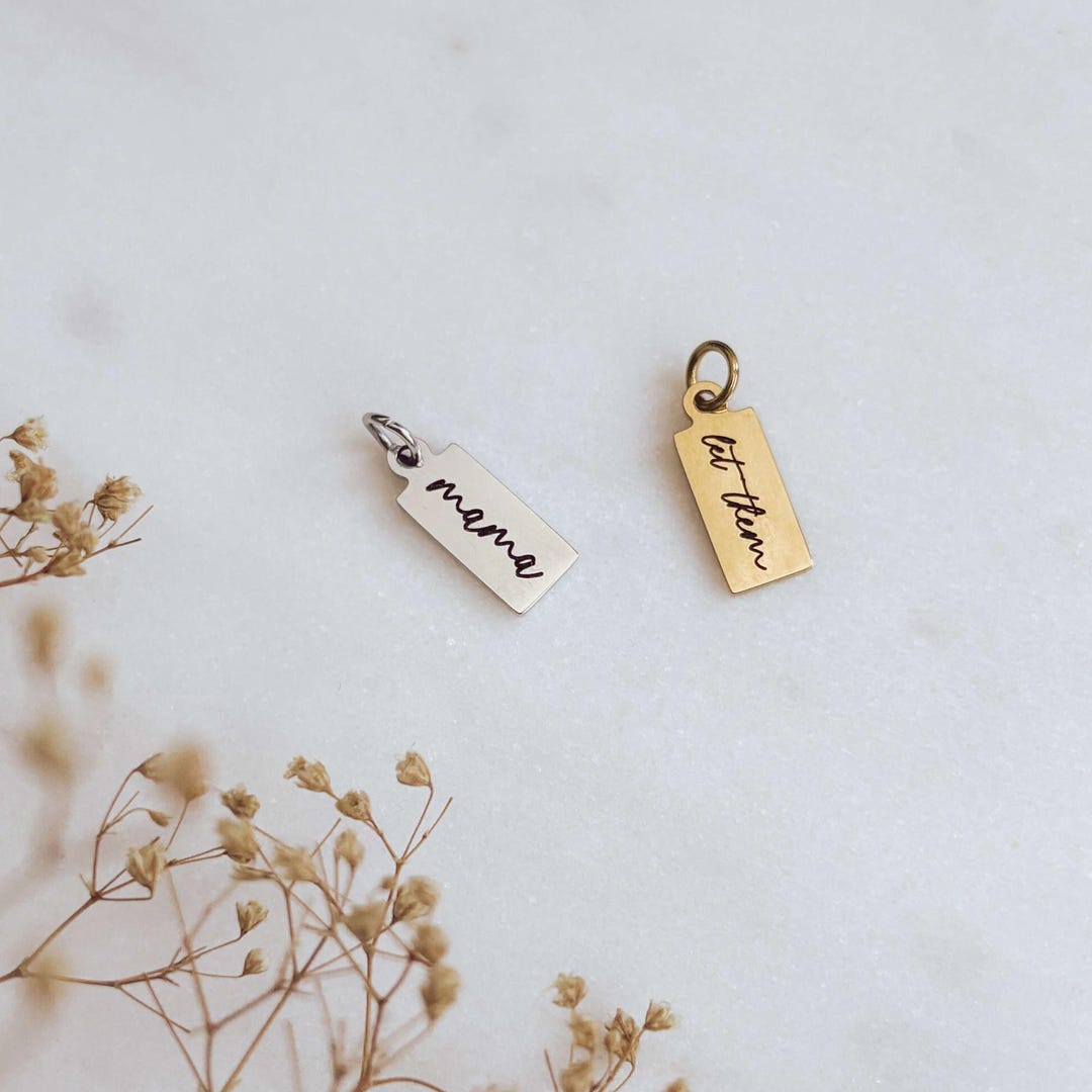 Mama Stainless Steel Charm, Personalized Engraved Necklace Charm, Gold ...