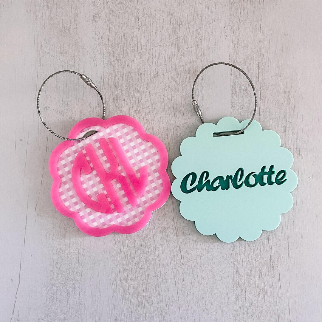 Monogram Backpack Tag, Gingham Dance Bag Tag, Cute Kids Keychain ...