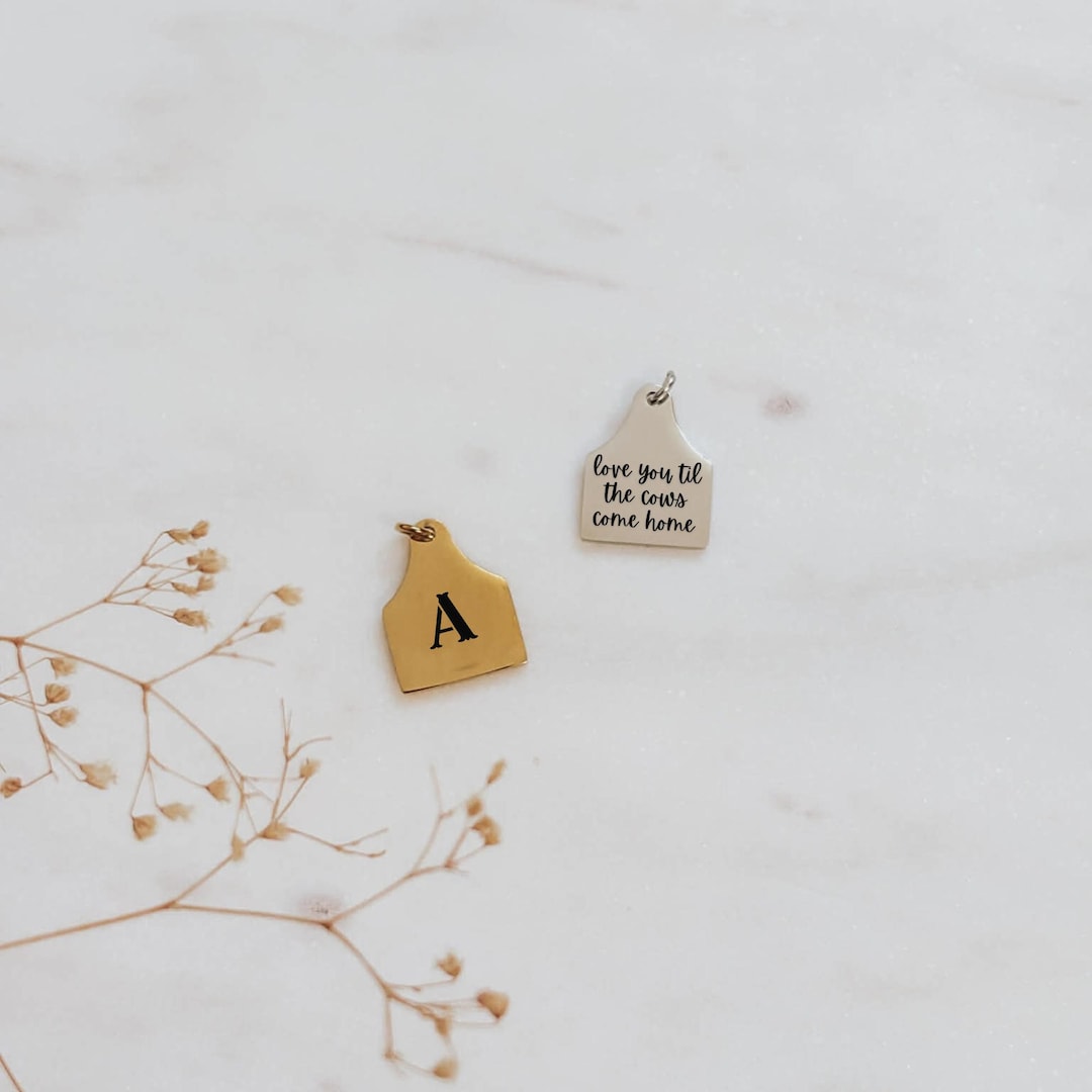 Cow Tag Name Necklace, Custom Engraved Western Tag, Cattle Pendant for ...