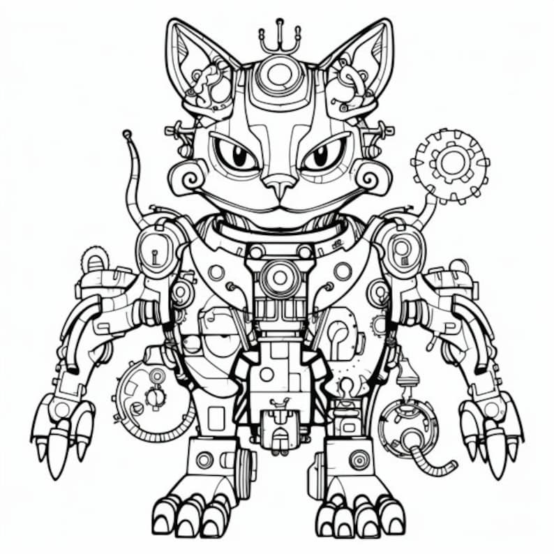 Robotic Animals Coloring Pages - Etsy