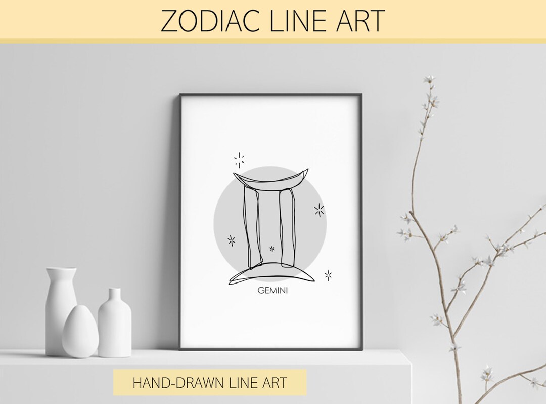 GEMINI Zodiac Line Art Wall Art Digital Print - Etsy